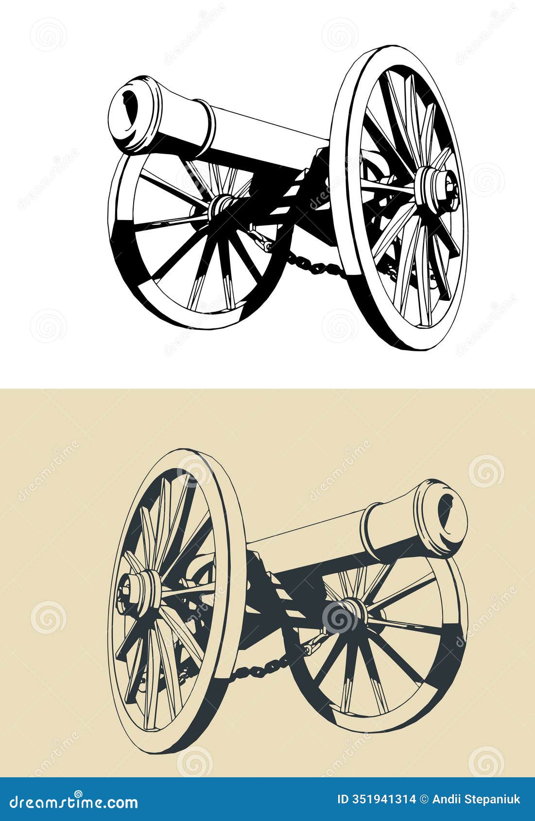 Vintage Artillery Cannon Illustrations Stock Illustration - Illustration of iron, vintage: 351941314