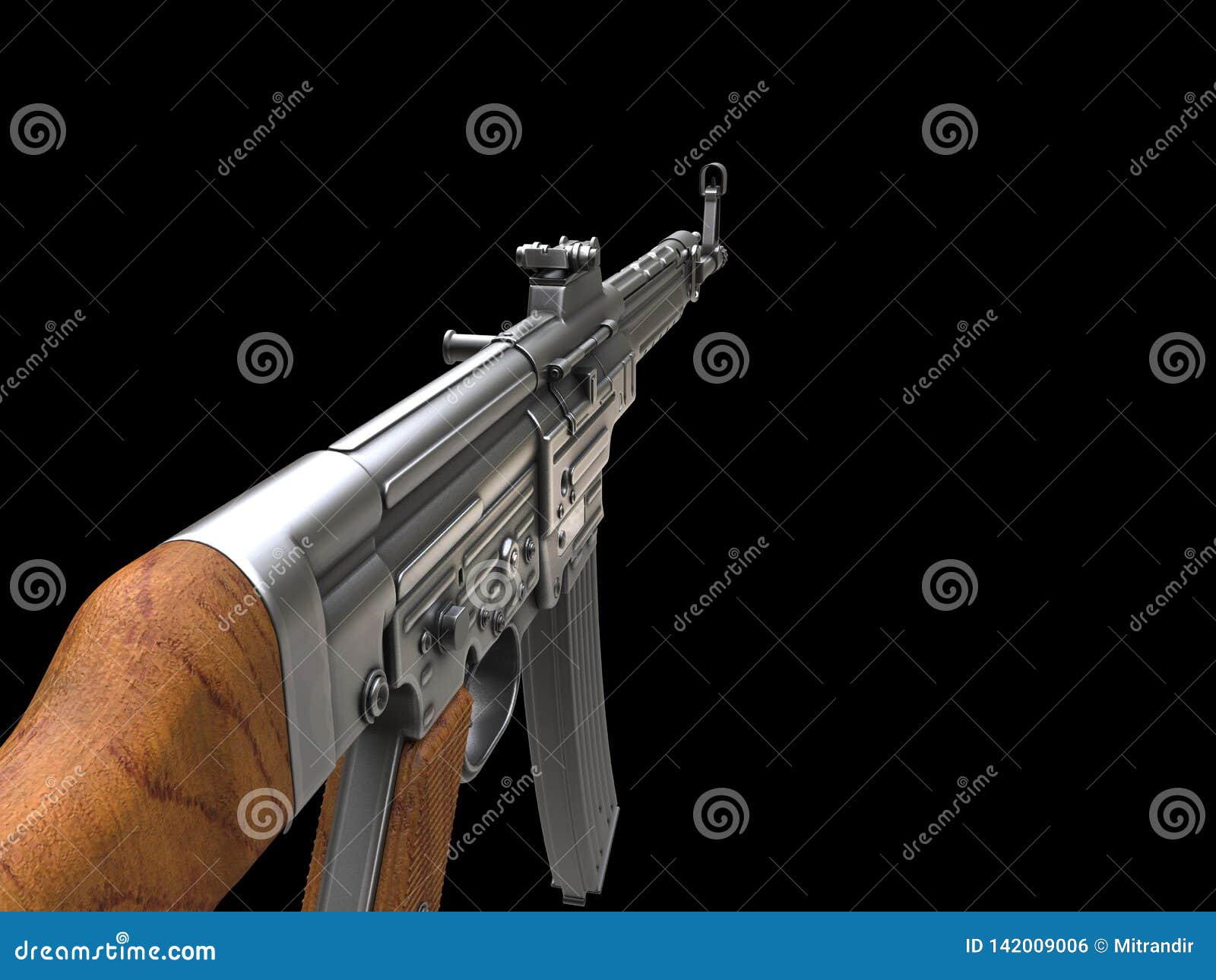 Vintage Assault Rifle - Rear View Stock Illustration - Illustration of ...