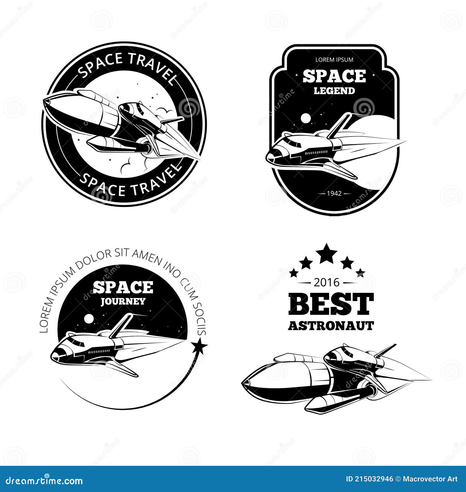 Vintage Astronaut Vector Labels, Badges and Emblems Set. Rocket Label ...