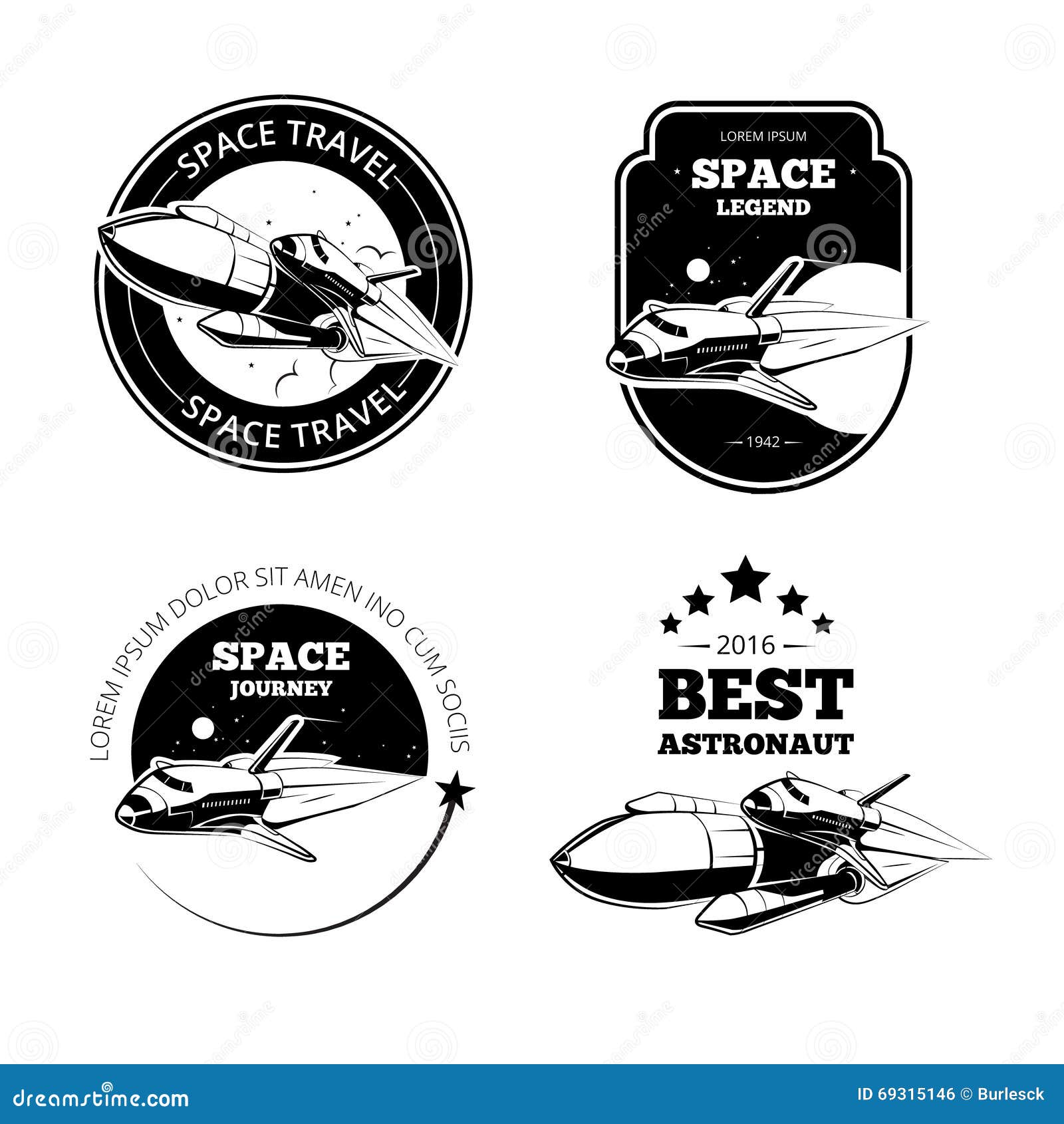 Vintage Astronaut Vector Labels, Badges Emblems Stock Vector ...