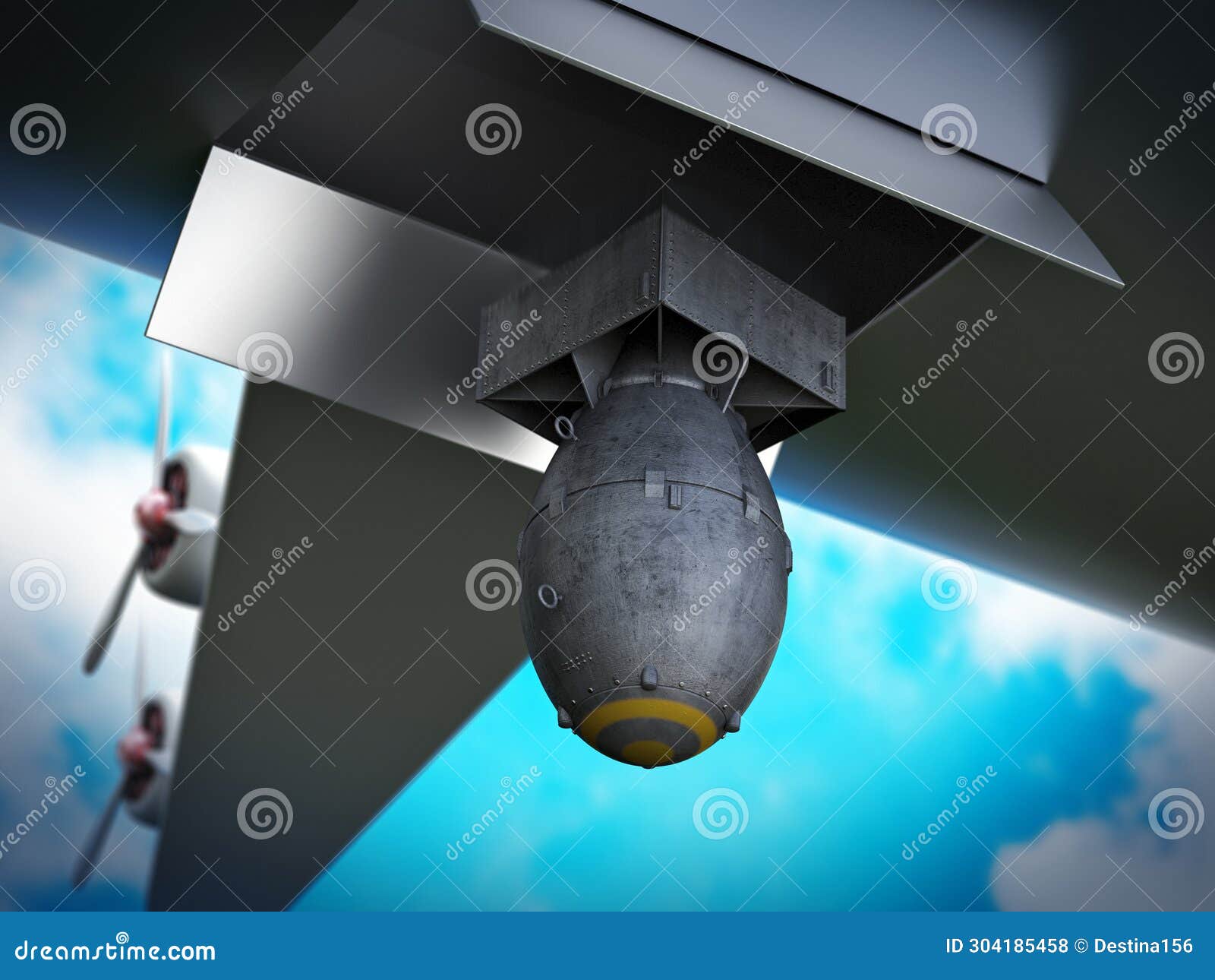 Bomb Run. B-29 Bomber Approaches The Target. Bomber Aircraft On A Black ...