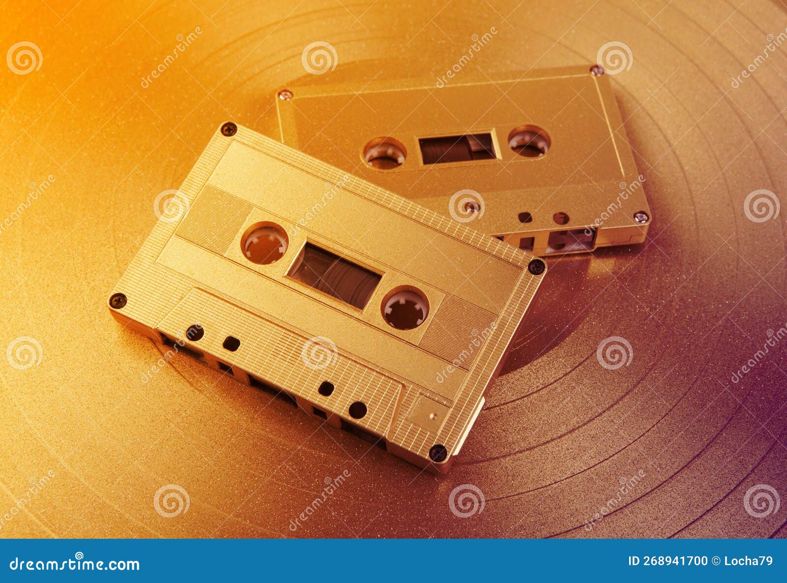 Vintage Audio Cassette and Vinyl Record. Analog Data Stock Photo ...