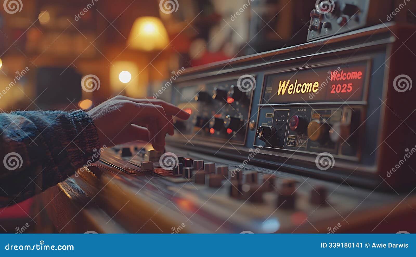 Vintage Audio Console with Welcome 2025 Display - Photo Stock ...
