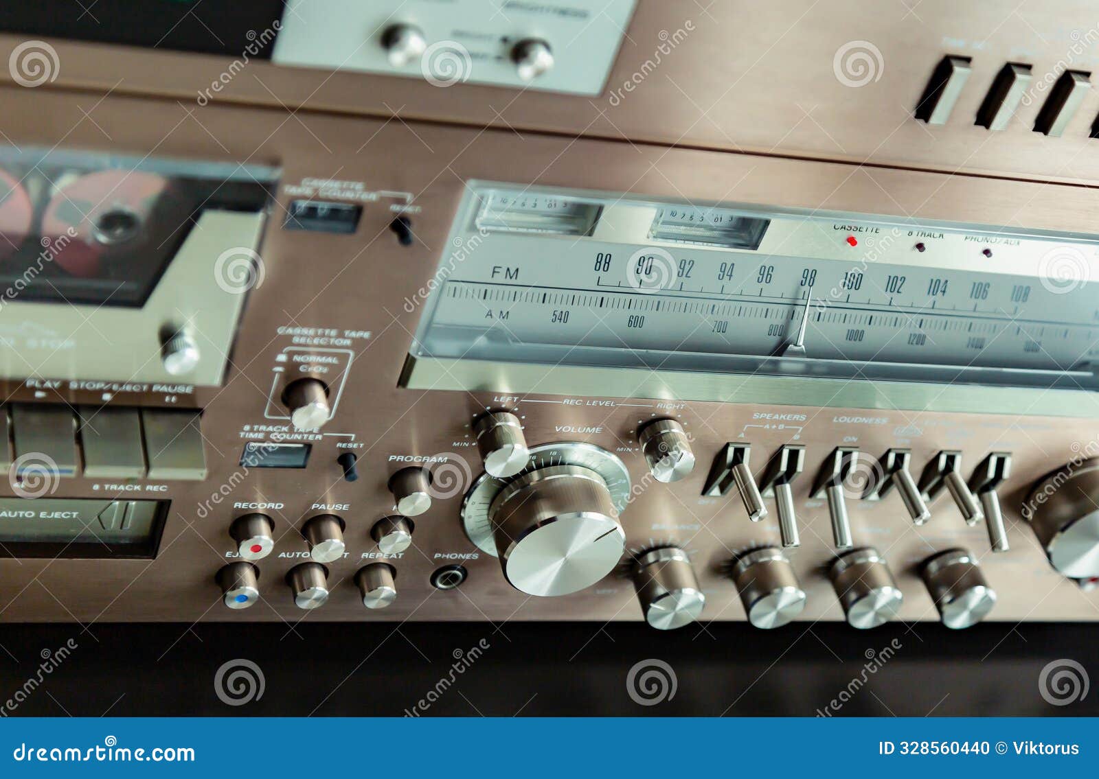 Vintage Audio Stereo Gear Setup Copper Front Panel with Multiple ...