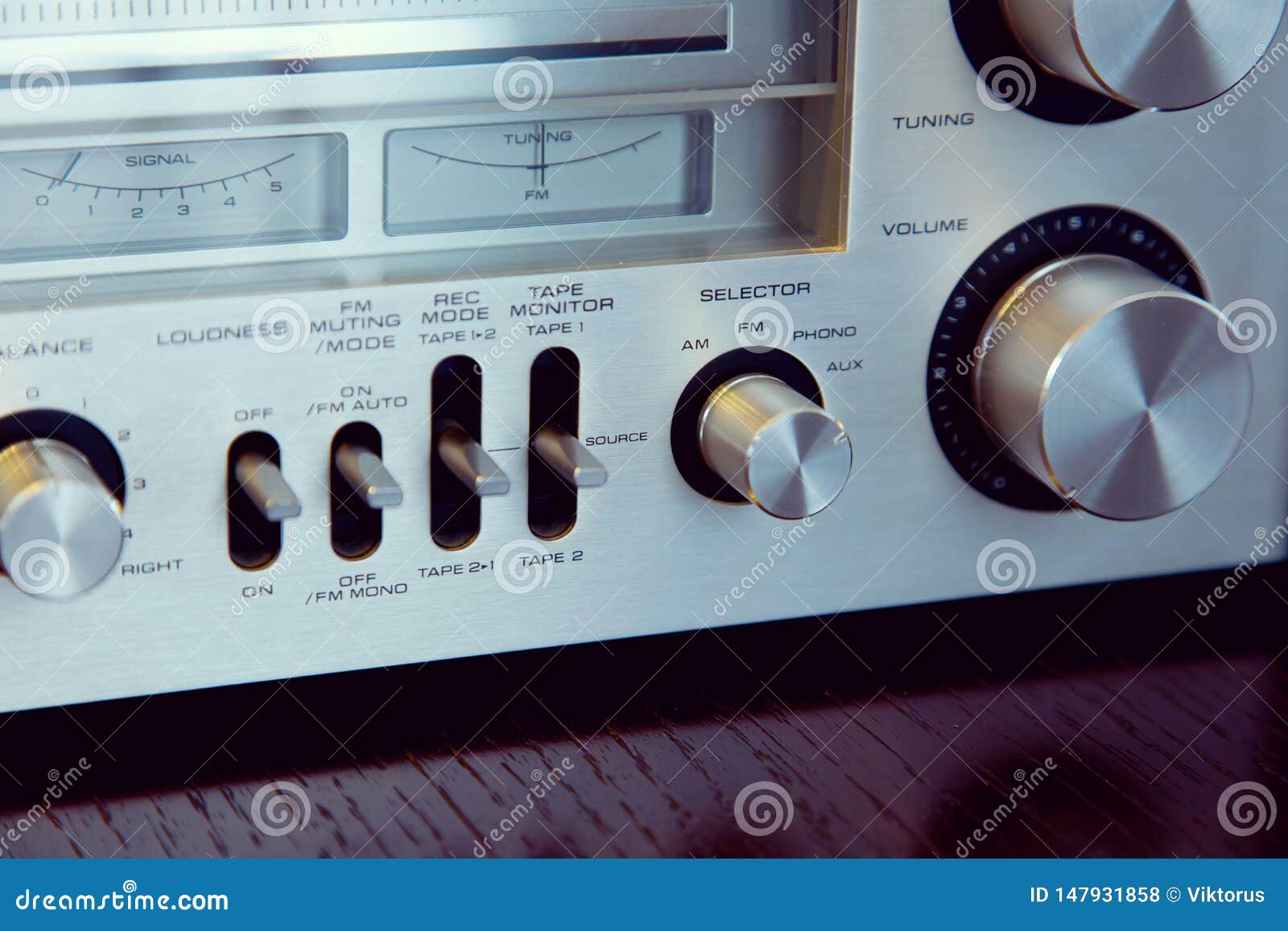 Vintage Audio Stereo Receiver Front Panel Controls Stock Photo - Image ...