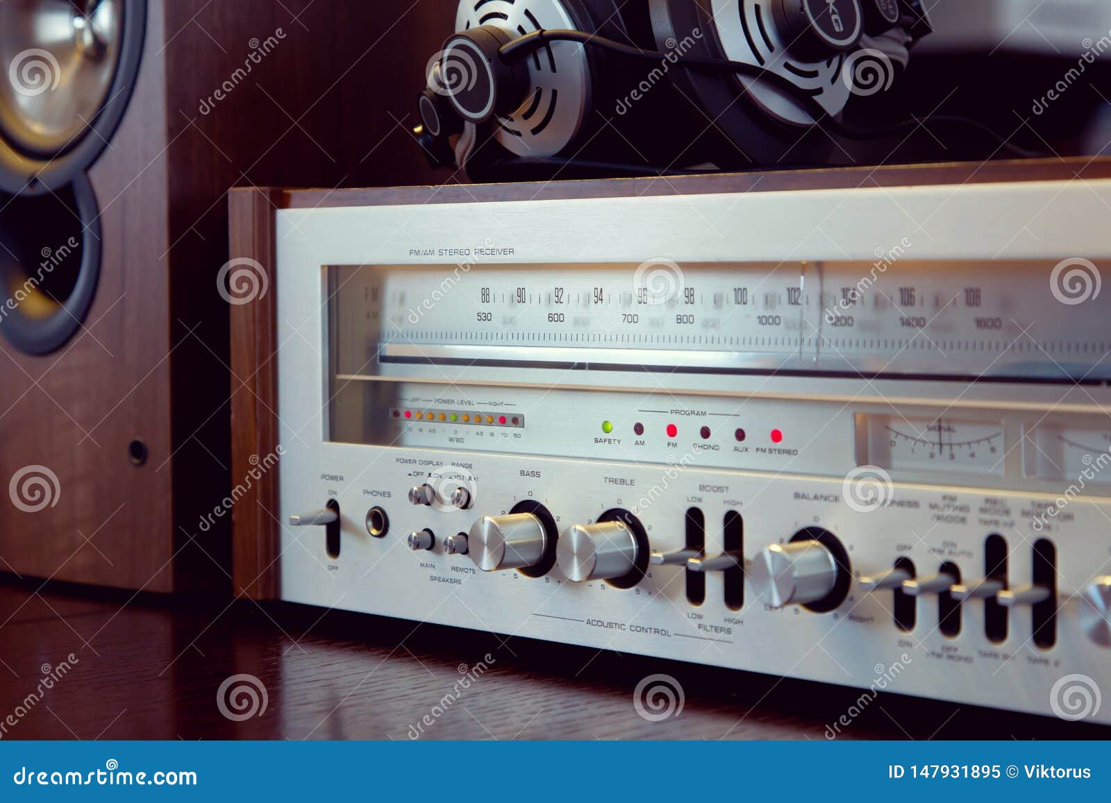 Vintage Audio Stereo Receiver Front Panel Stock Image - Image of panel ...