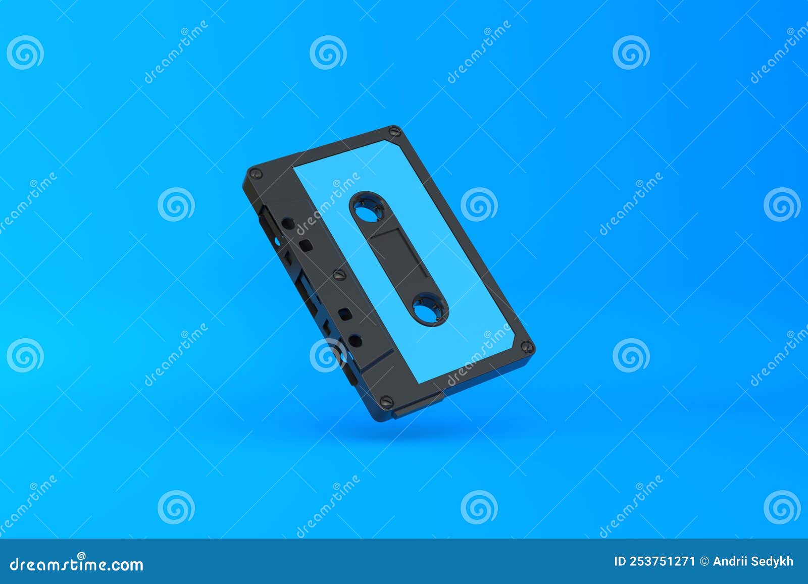Vintage Audio Tape Cassette on a Blue Background Stock Illustration ...