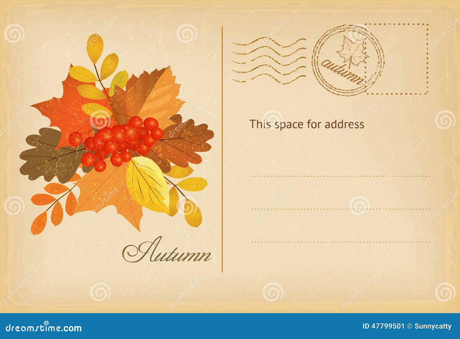 Vintage autumn postcard stock vector. Illustration of address - 47799501 Vintage autumn postcard stock vector. Illustration of address - 47799501