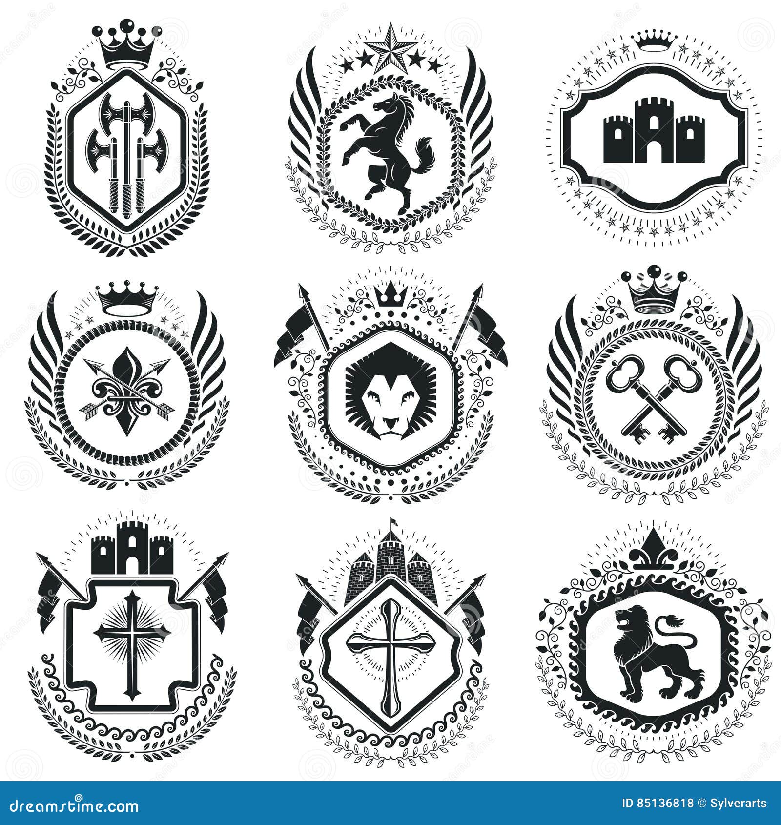Vintage Award Designs, Vintage Heraldic Coat of Arms. Vector Emblems ...