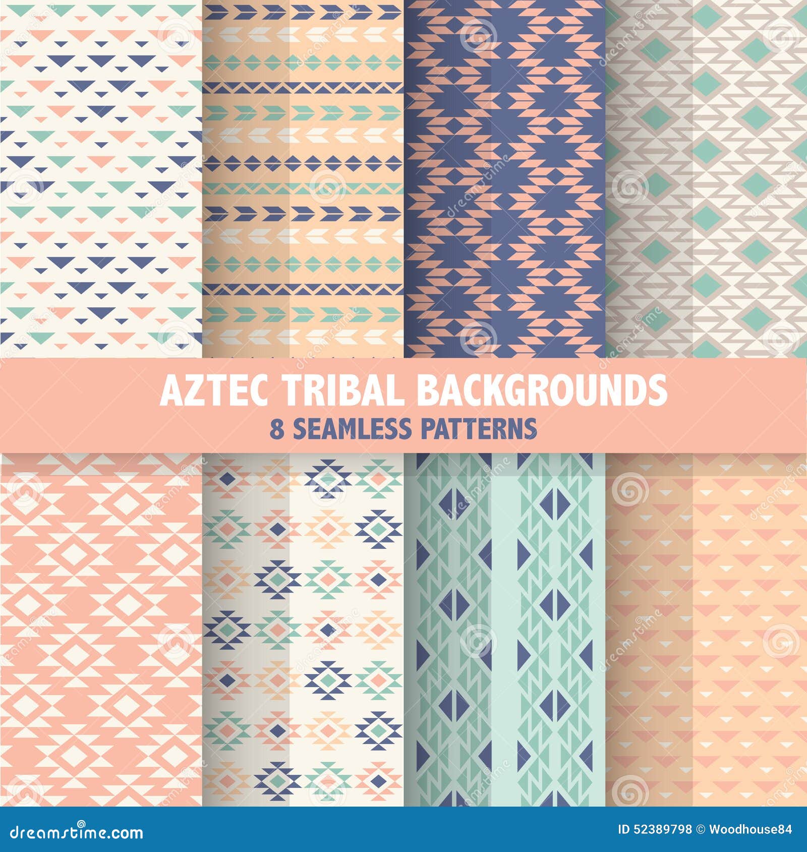 Aztec, Tribal Ethnic Motifs Geometric Patterns Set. Cartoon Vector ...