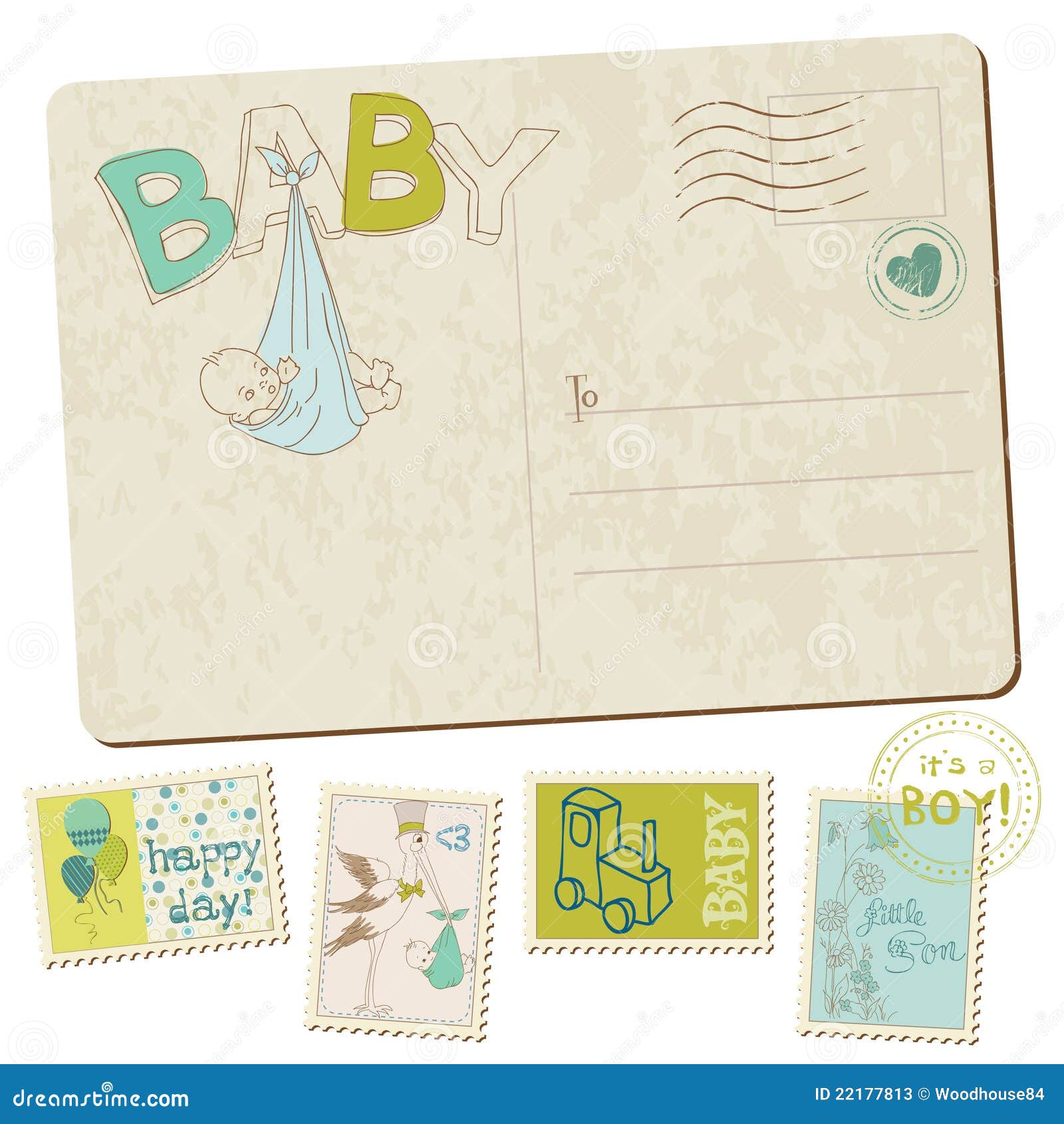 Vintage Baby Card Stock Photography | CartoonDealer.com #16544384