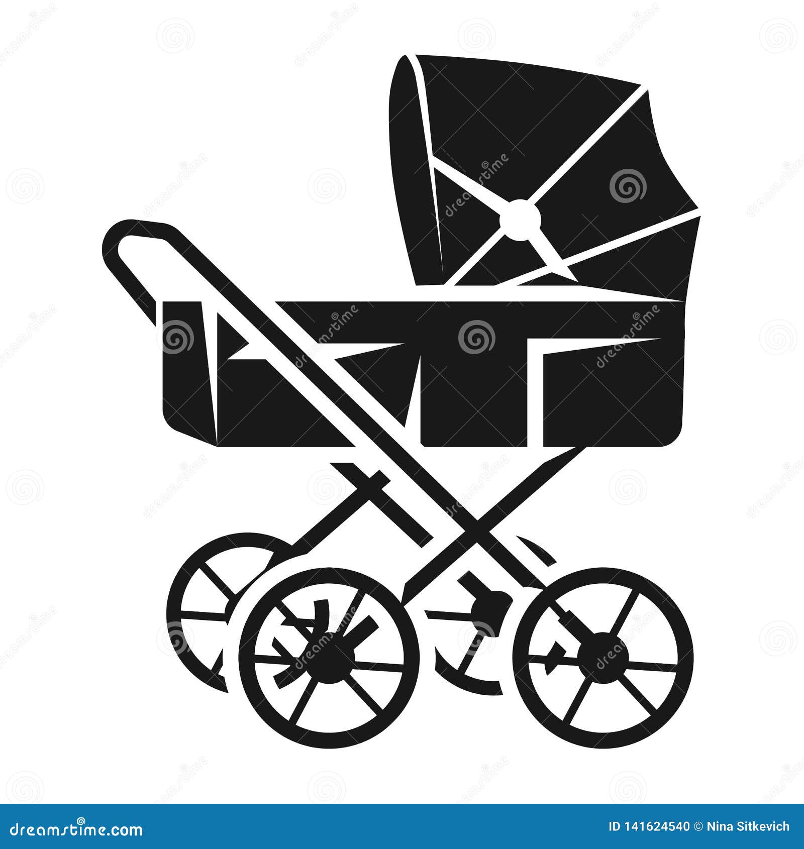 Vintage Baby Stroller Icon, Simple Style Stock Vector - Illustration of ...