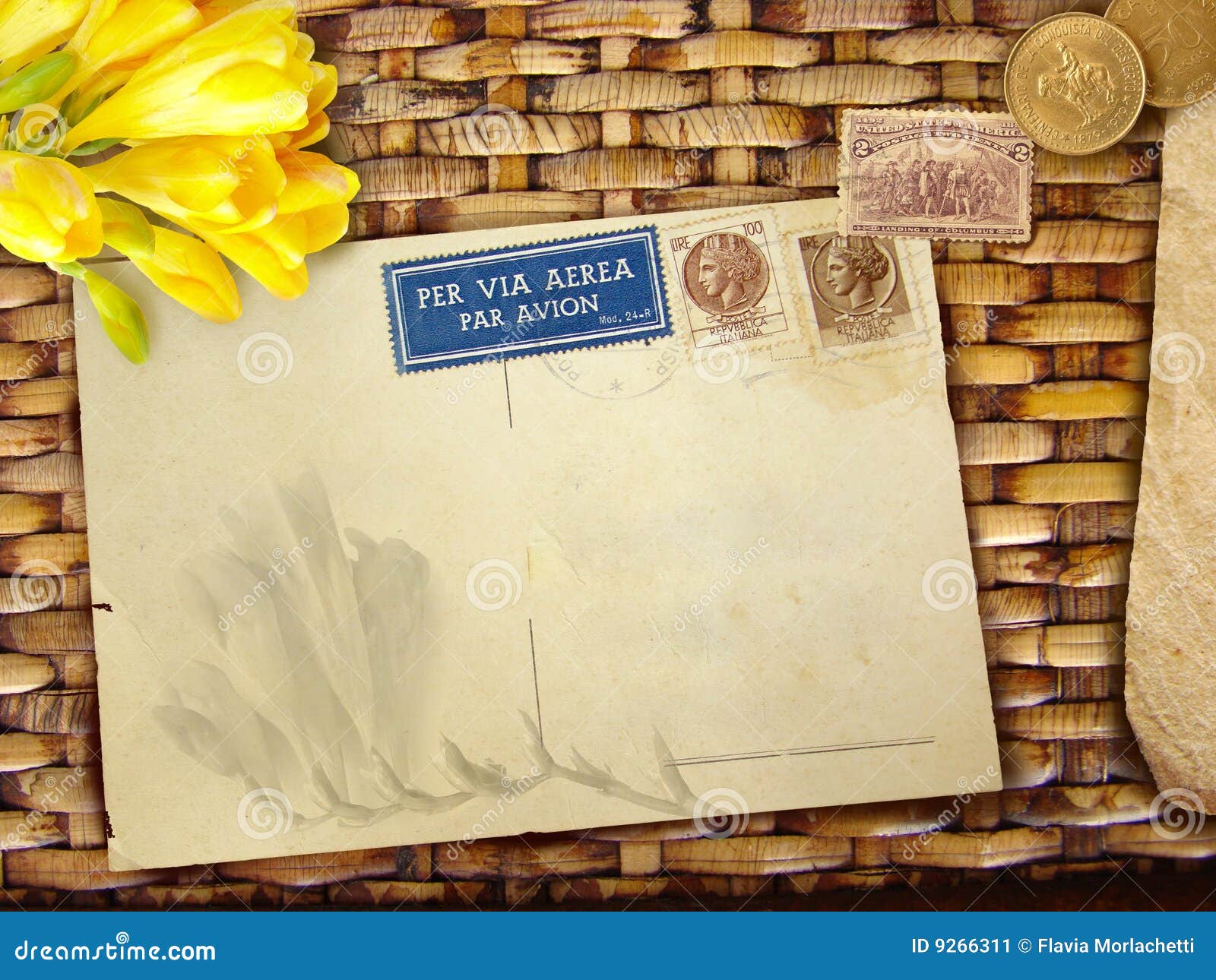 Vintage Background with Blank Postcard Stock Image - Image of rustic ...