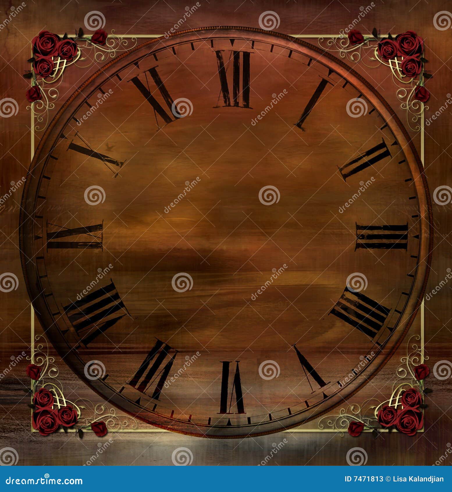 Vintage Clock Face Roses Stock Illustrations – 6 Vintage Clock Face ...