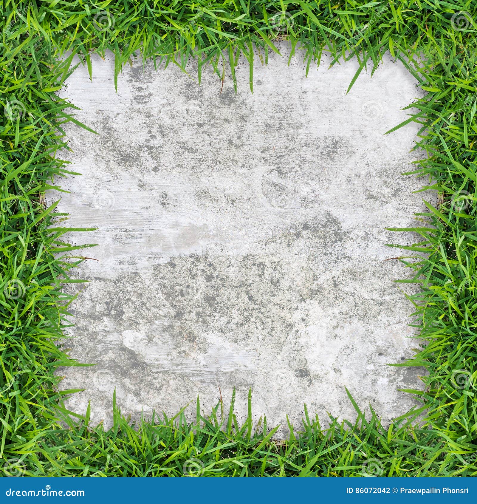 Vintage Background of Concrete Texture and Green Grass. Stock Photo ...