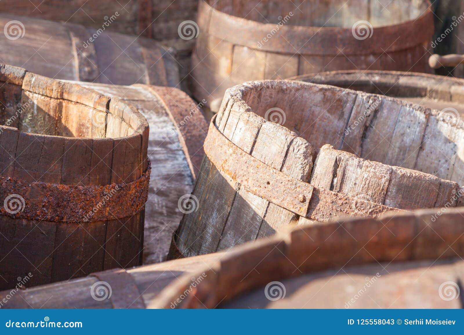 Empty old barrels stock image. Image of storage, beverage - 125558043