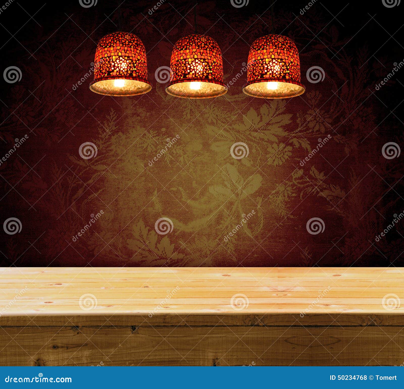 Vintage Background with Floral Pattern and Ceiling Lamp Stock Photo ...