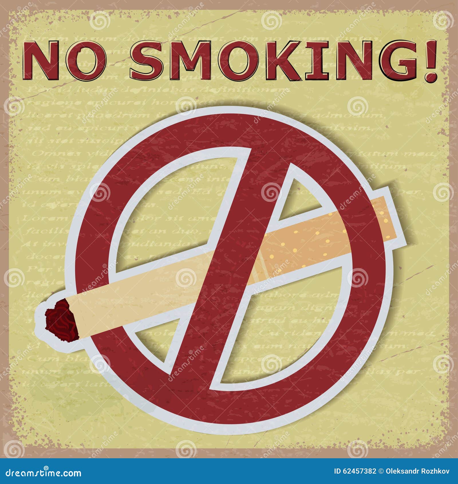 Vintage Background With The Image Of The Sign Ban Cigarettes. Vector ...