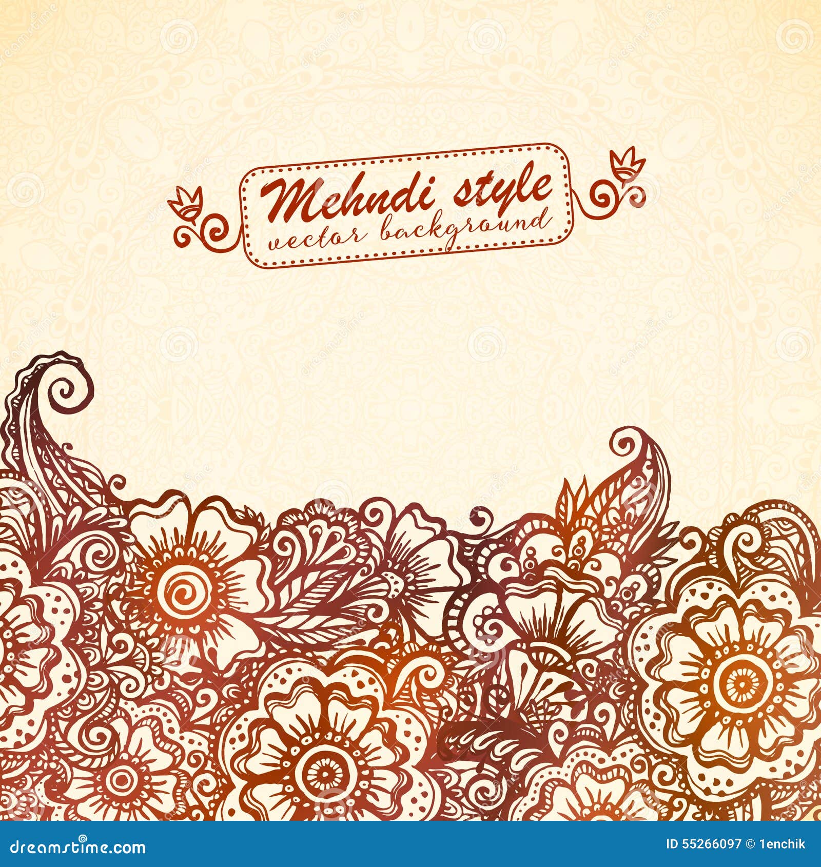Vintage Background in Indian Henna Mehndi Style Stock Vector ...