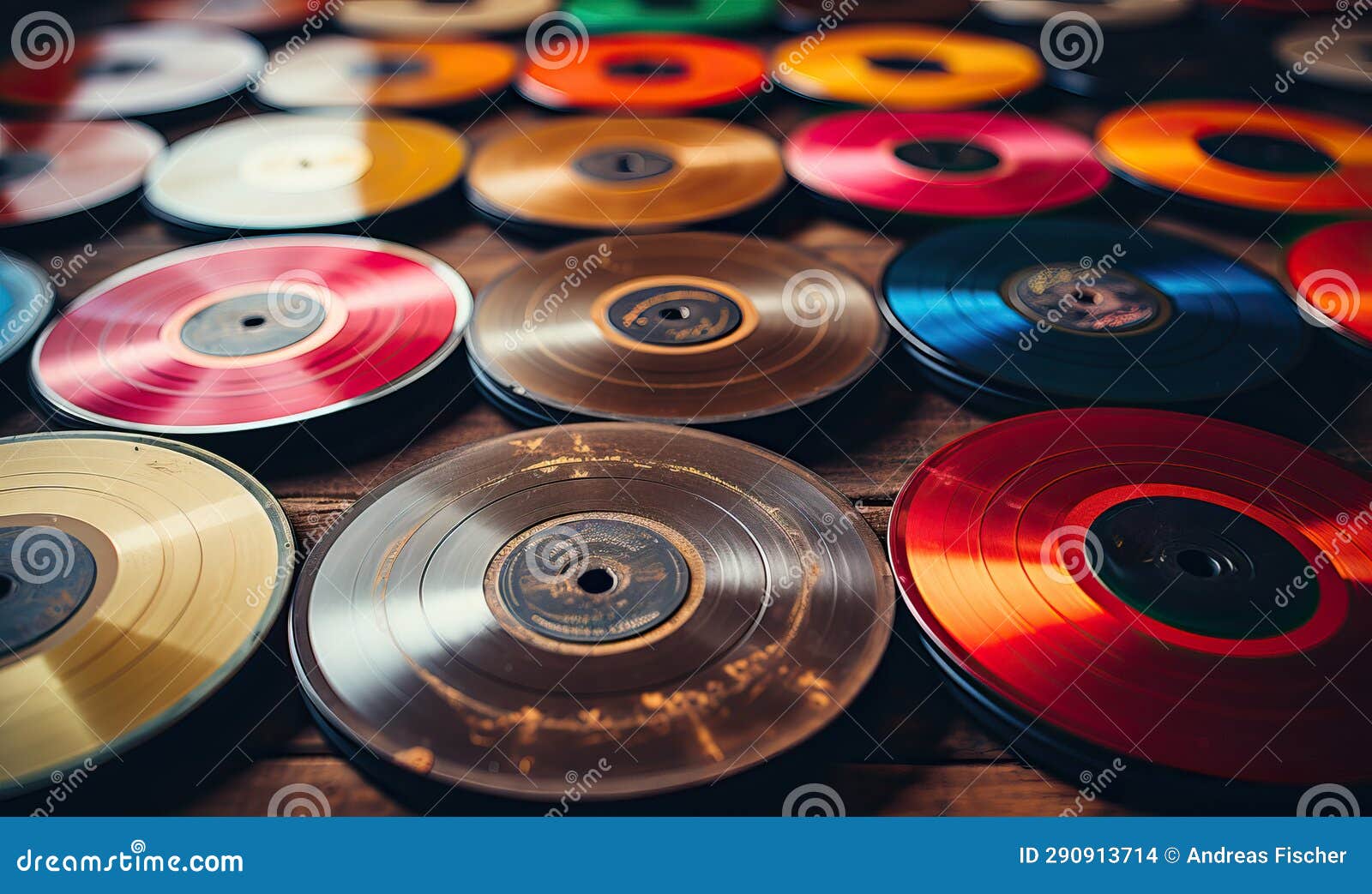 Vintage Background Made of Colored Vinyl Records. Stock Photo - Image ...