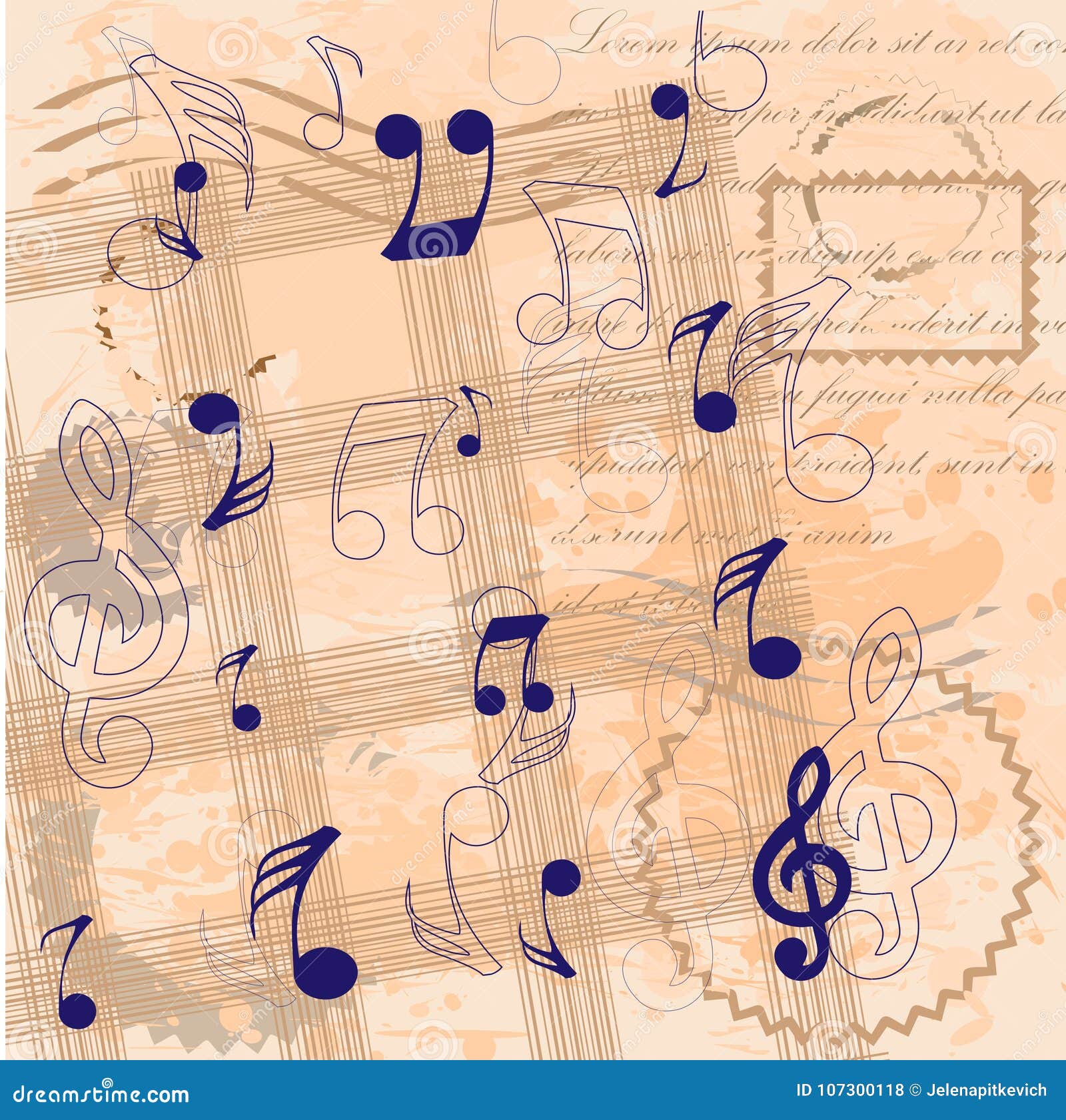 Vintage Background with Musical Notes Stock Illustration - Illustration ...