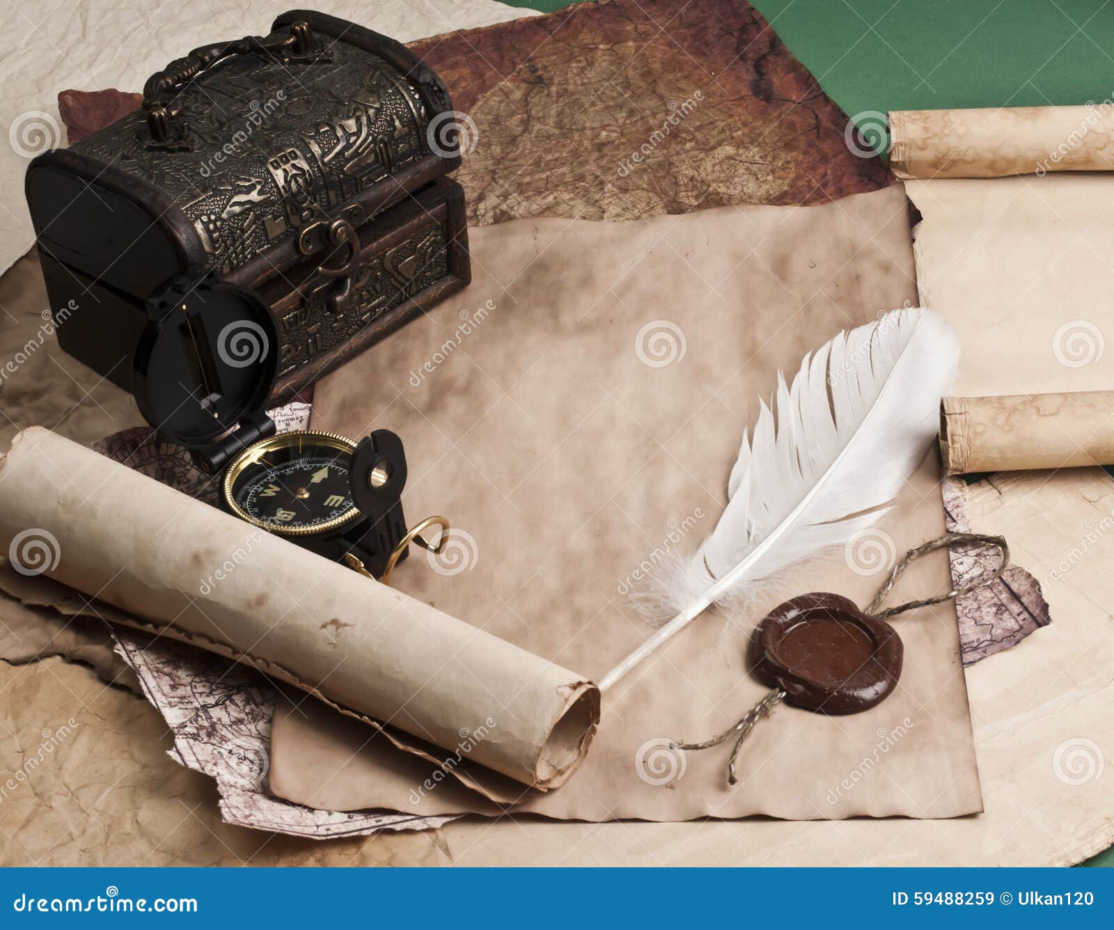 Vintage Background with a Pen and Writing Stock Illustration ...