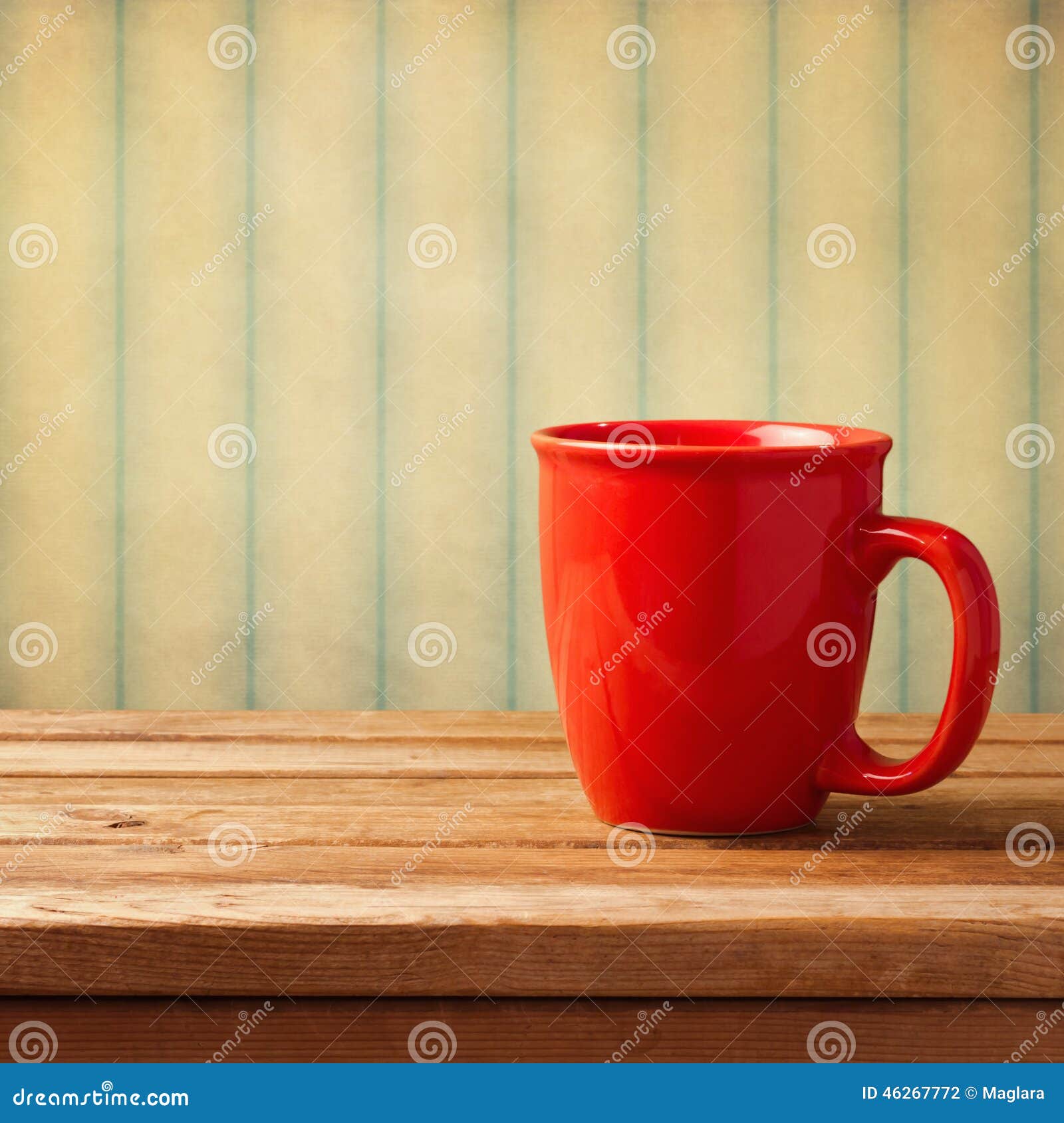 Vintage Background with Red Coffee Mug Stock Photo - Image of cafe ...