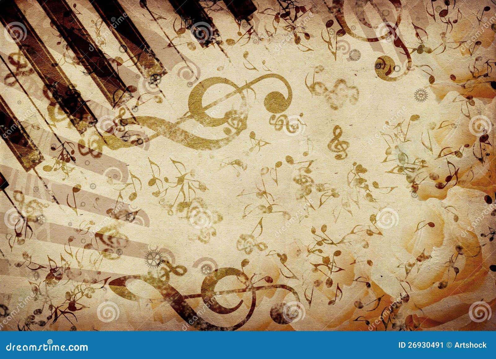 Vintage Background With White Rose And Notes Stock Image - Image: 26930491