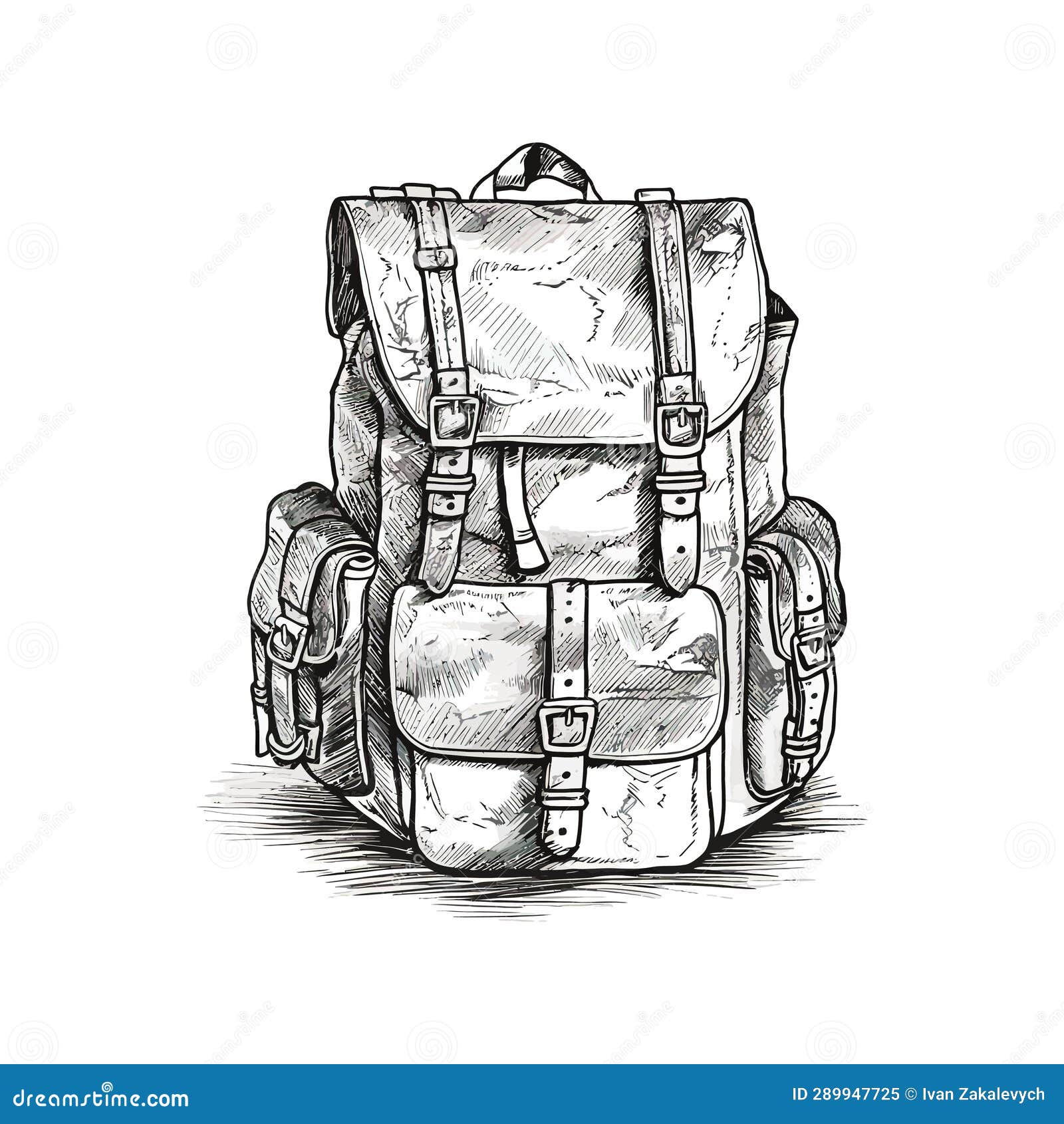 Vintage Backpack Sketch Hand Drawn. Vector Illustration Design Stock ...