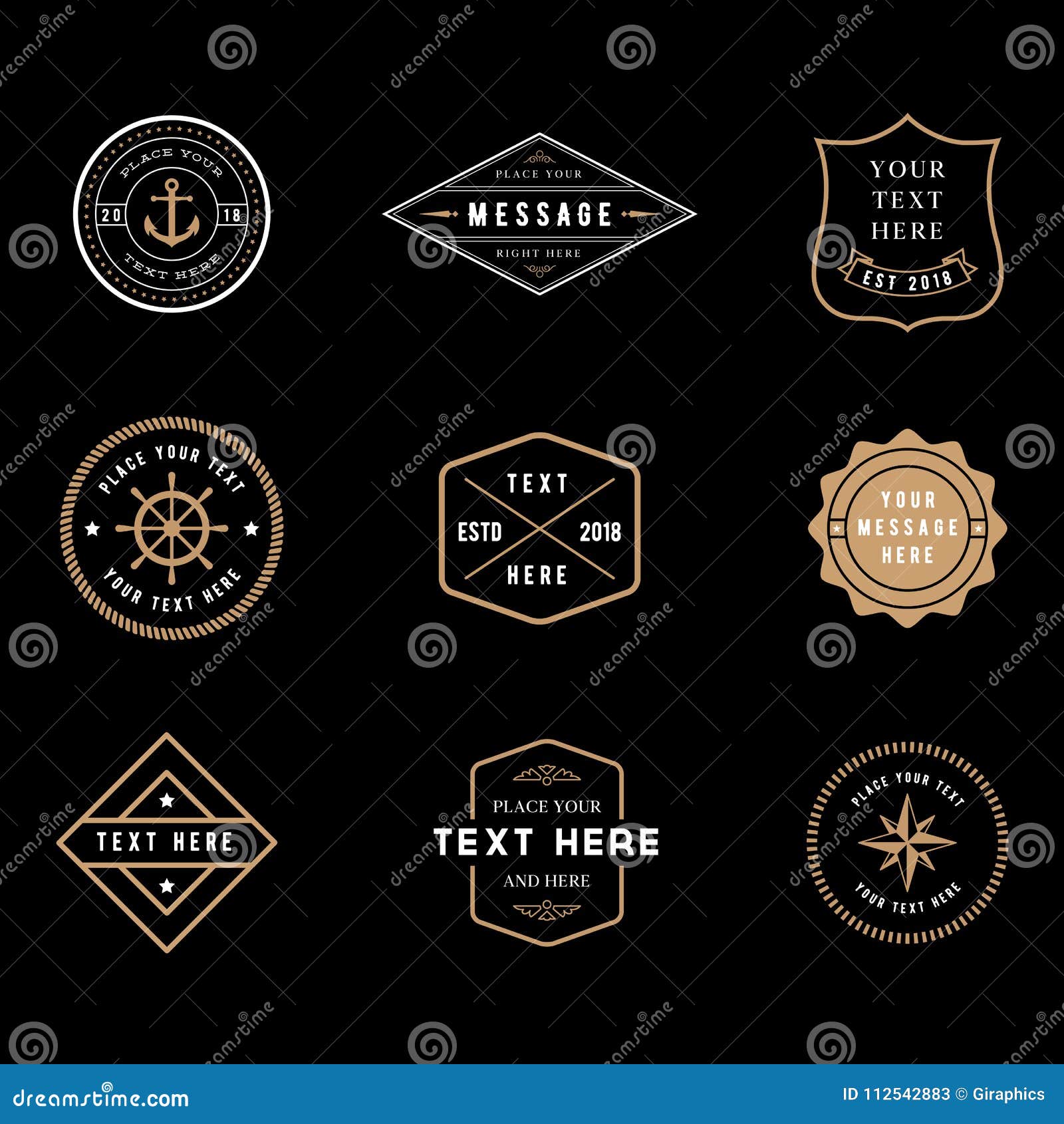 Vintage Badge Logos Cartoon Vector | CartoonDealer.com #112542883
