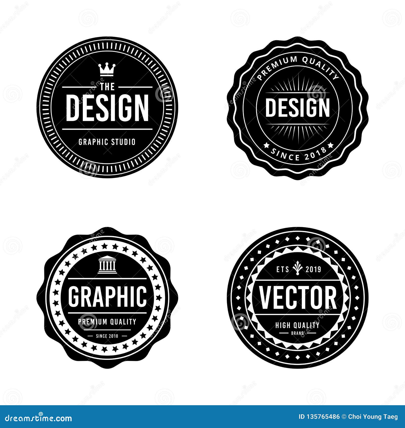 Vintage badge design set stock vector. Illustration of business - 135765486