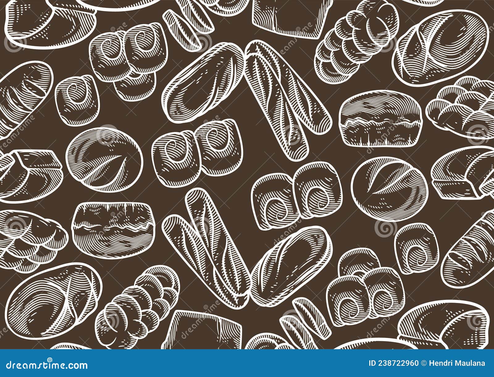 Vintage Bakery Background with Sketched Bread Vector Illustration Stock ...