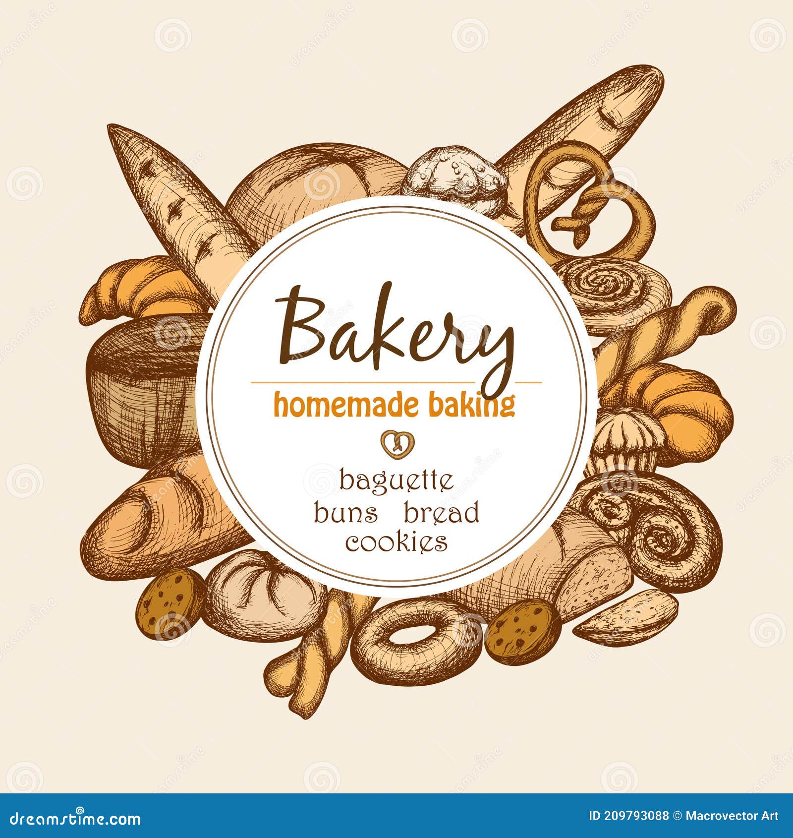 Bakery Frame. Hand Drawn Bread And Cookies Banner For Menu, Sweet Pies ...