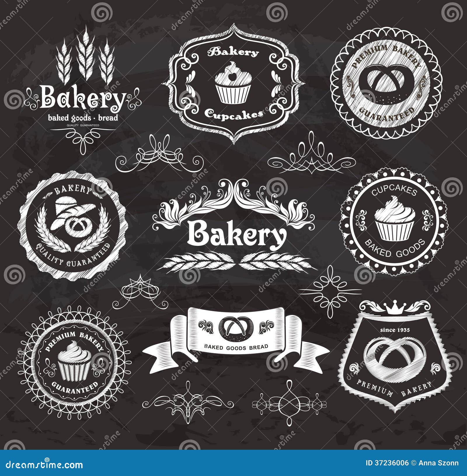 Vintage bakery frames. stock vector. Illustration of baked - 37236006