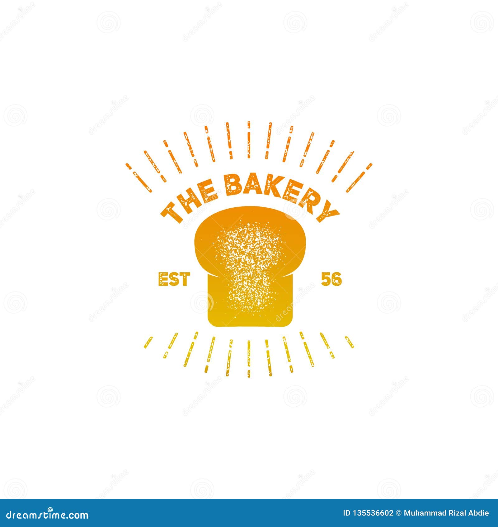 Vintage Bakery Logo Symbol with Sun Burst Grain Texture Style Stock ...