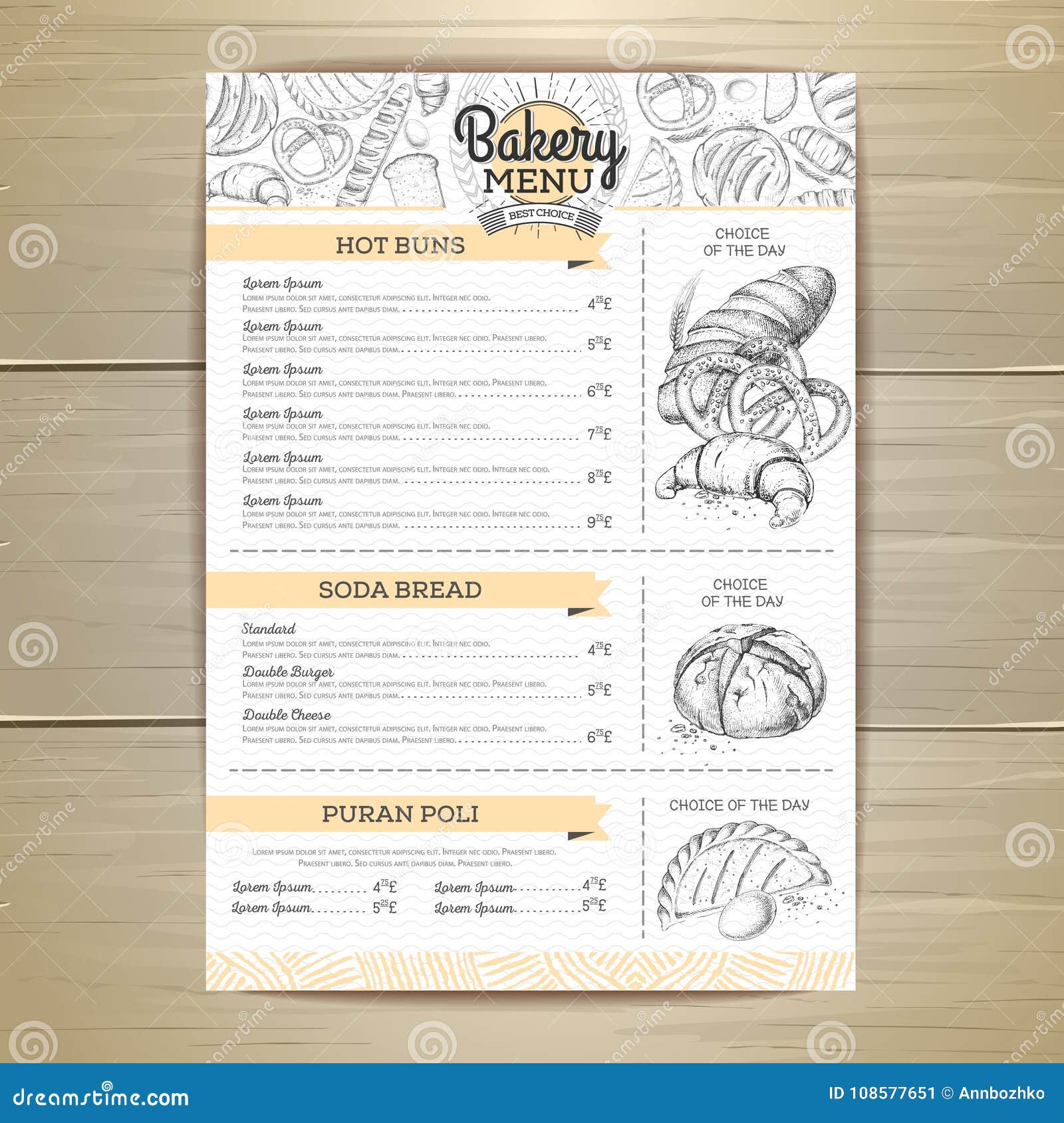 Vintage Bakery Menu Design. Restaurant Menu Stock Vector - Illustration ...