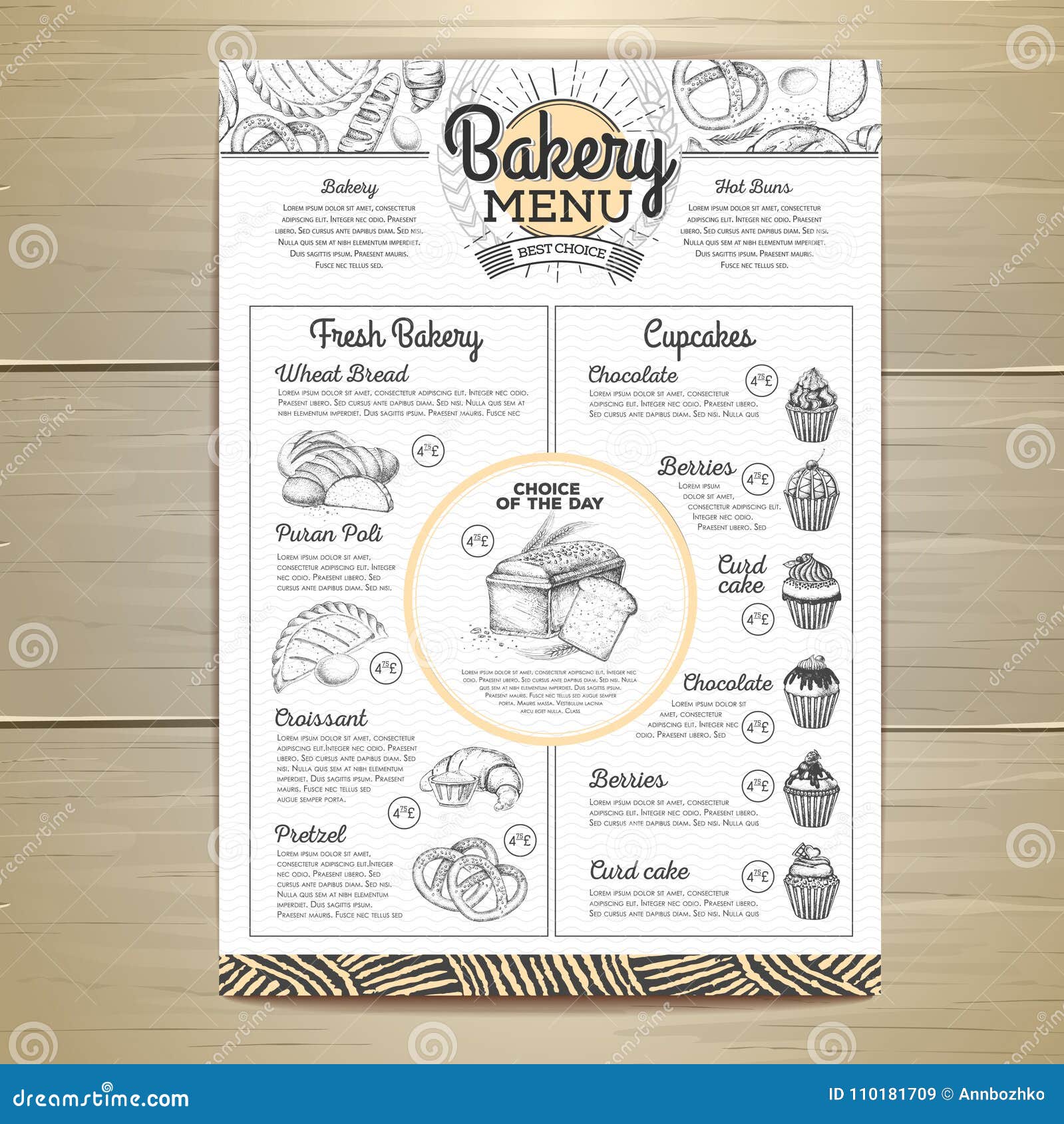Vintage Bakery Menu Design. Restaurant Menu Stock Vector - Illustration ...