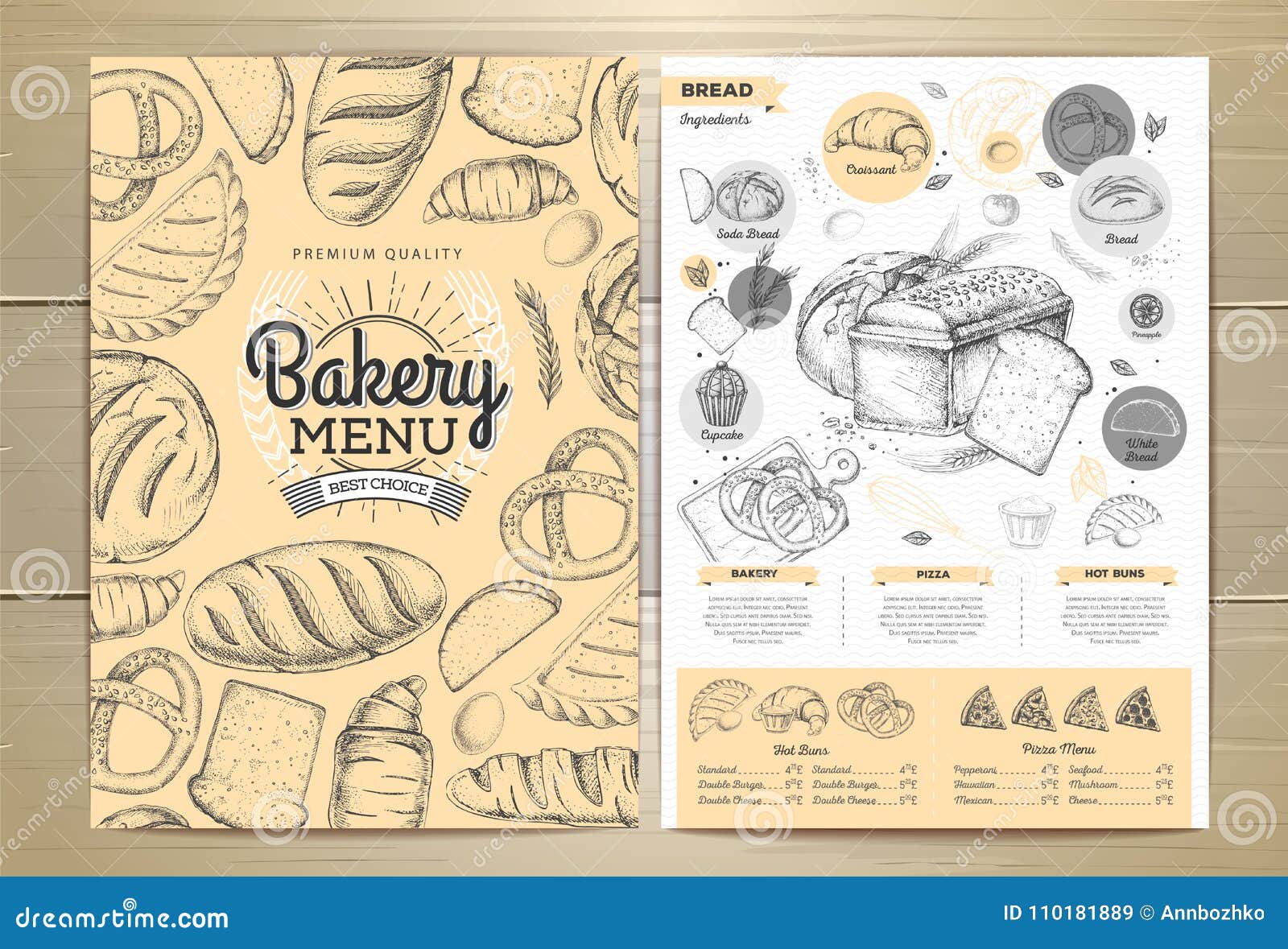 Vintage Bakery Menu Design. Restaurant Menu Stock Vector - Illustration ...