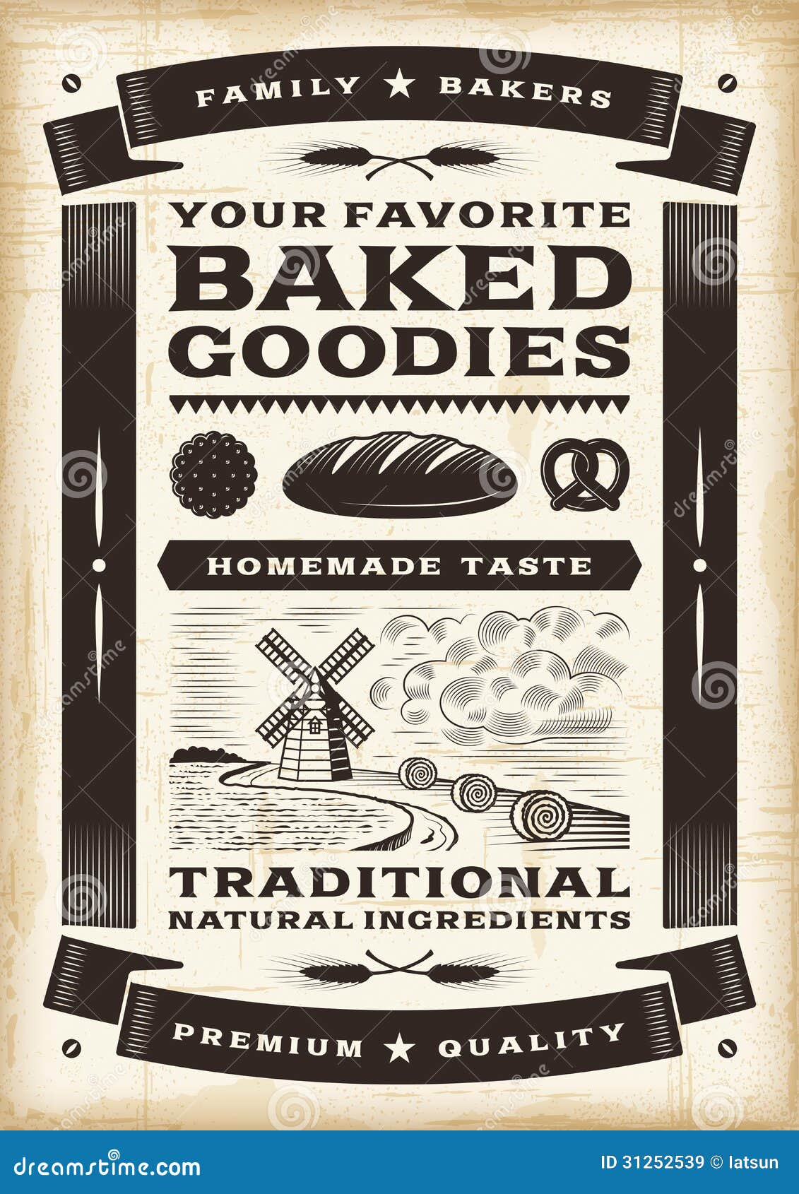 Bakery Poster With Bread And Pastries Collection. Vector Illustration ...