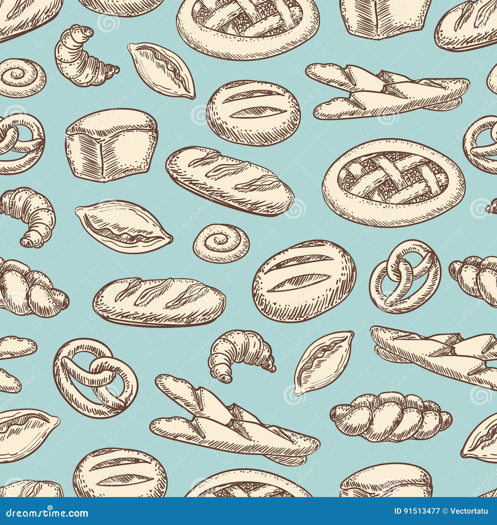 Bakery Seamless Pattern, Food Vector Background Of Black White Color ...