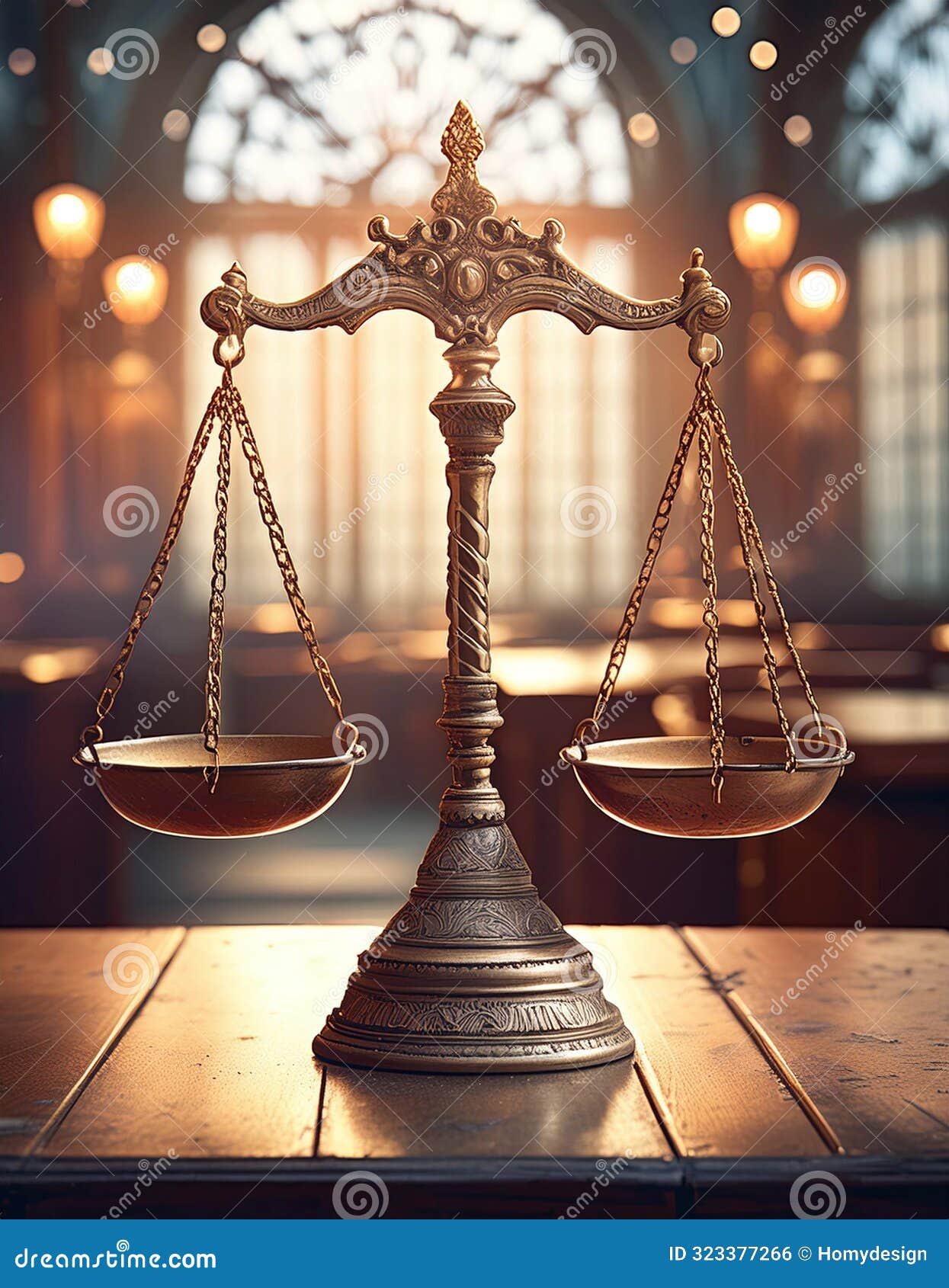 A Vintage Balance Scale Basks in the Warm Glow of a Grand Library Stock ...