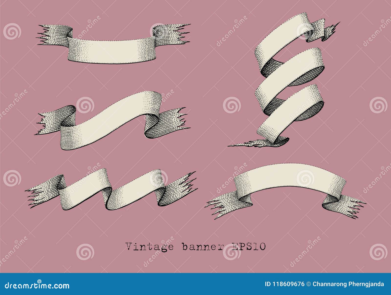 Vintage Banners Hand Drawing Engraving Illustration Stock Vector ...
