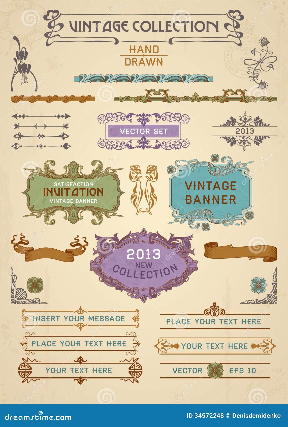 Vintage banners and labels stock vector. Illustration of ornamental ...