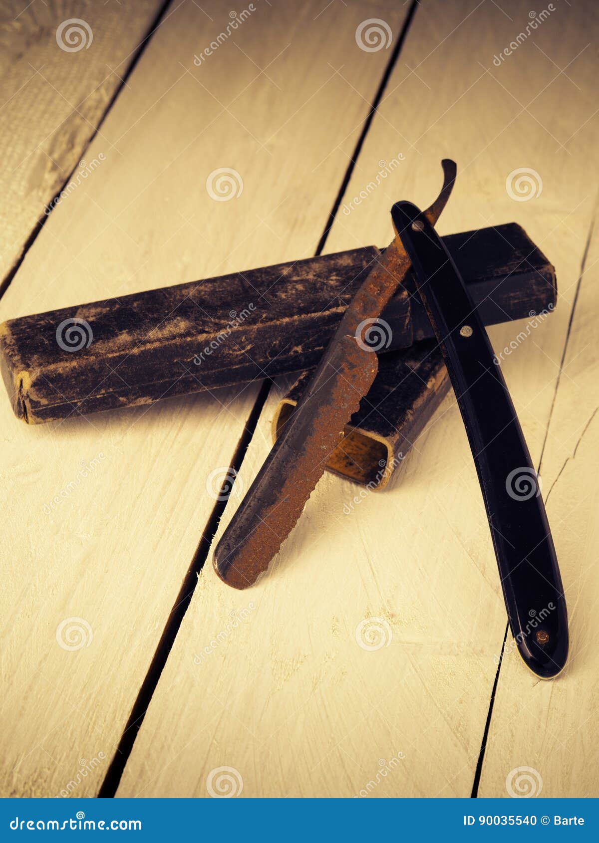 Vintage Barber Concept with Rusty Razor Stock Photo - Image of fashion ...