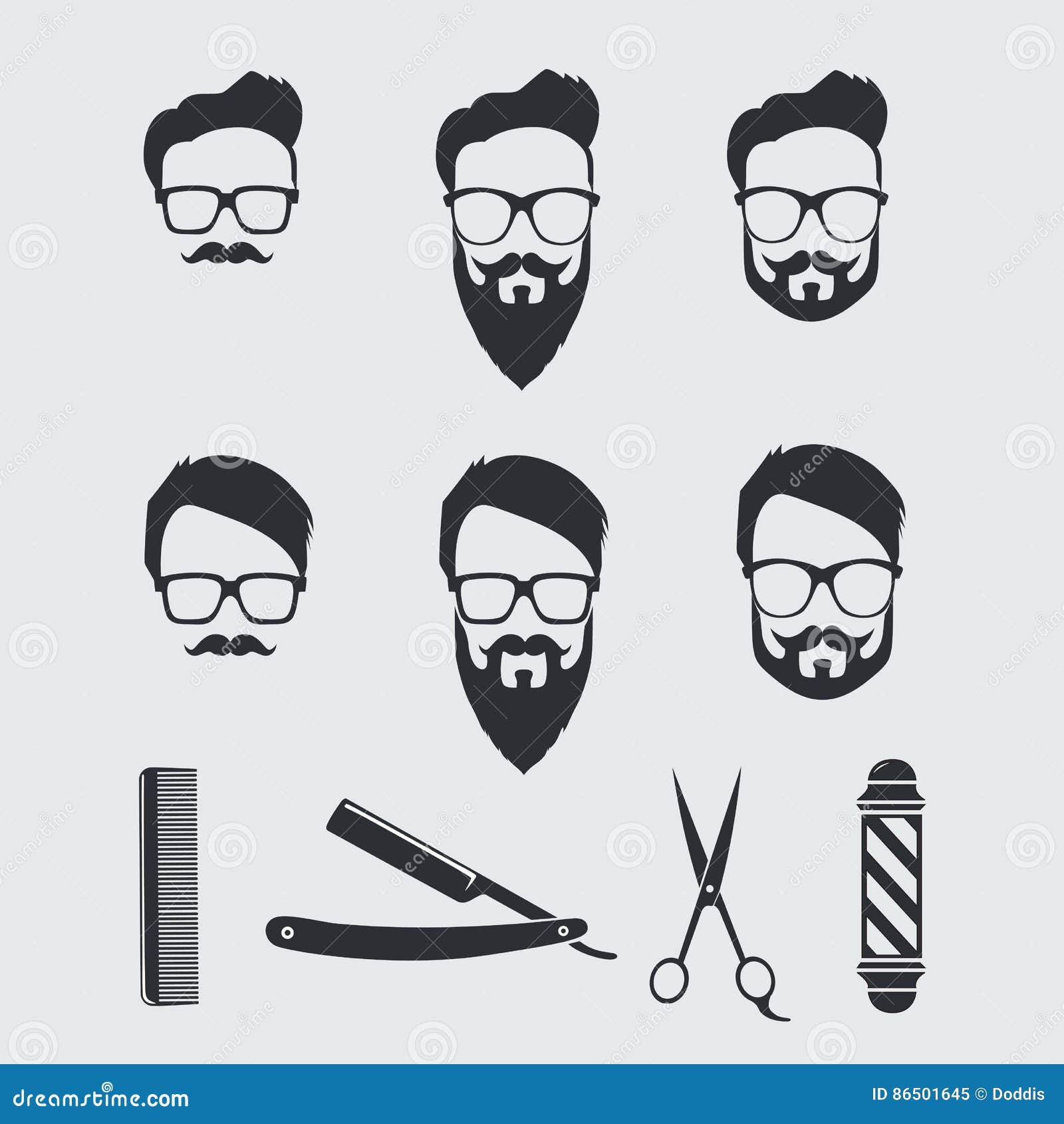 Barber Tools Set, Vector Realistic Isolated Illustration ...
