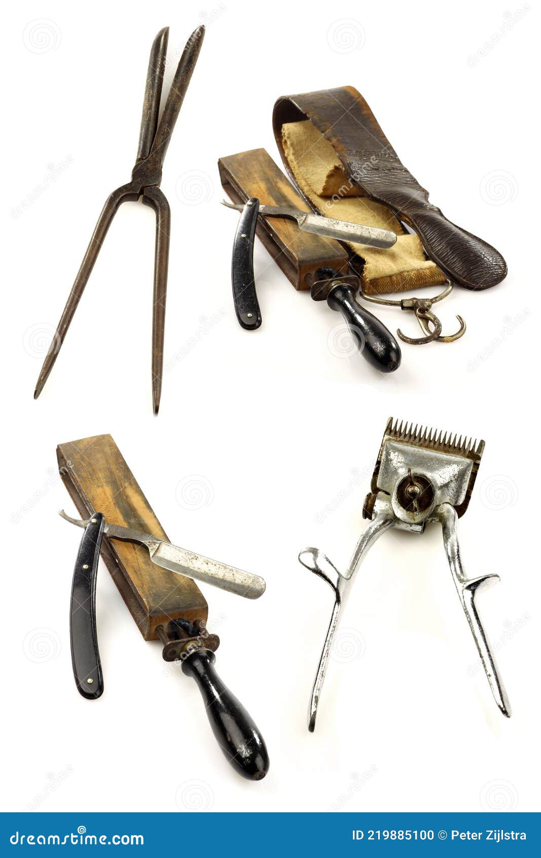 Vintage barber tools stock photo. Image of metal, antique - 219885100