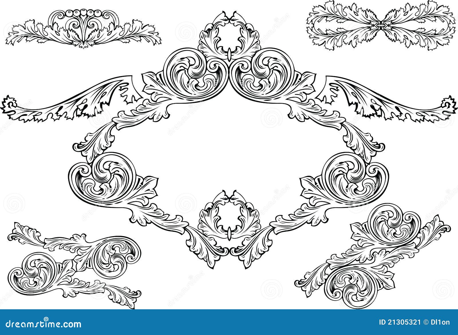 Vintage Barocco Frames and Design Elements Stock Vector - Illustration ...