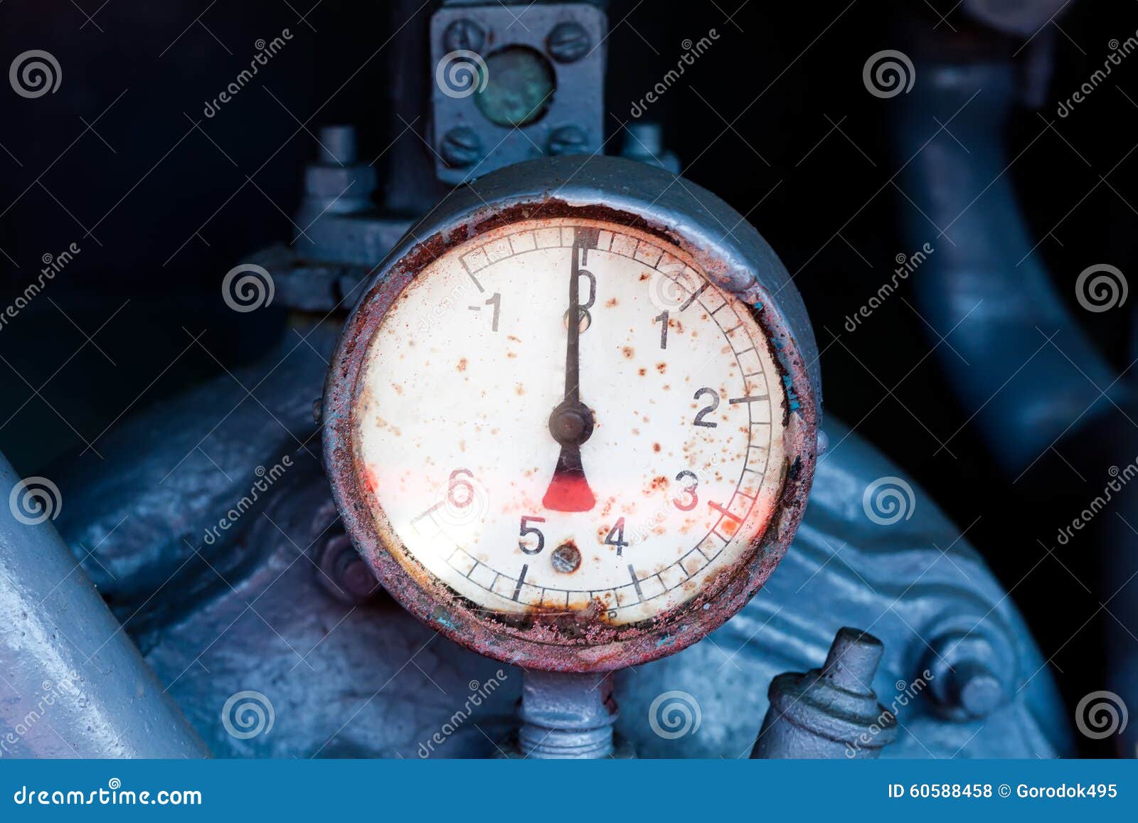 Vintage Old Barometer, Pressure Gauges. Analog Manometer. Stock Photo ...