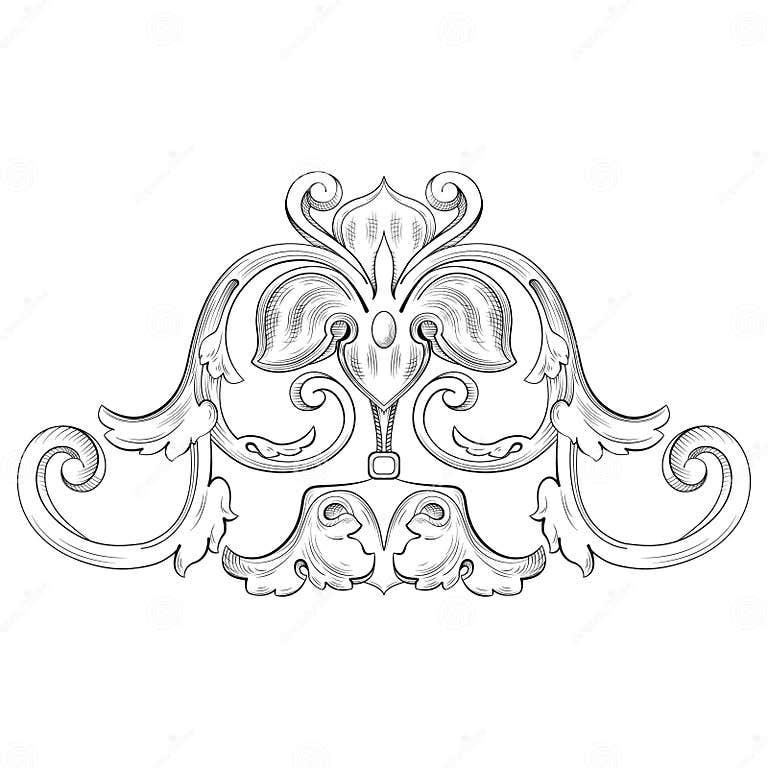 Vintage Baroque Design Pattern Element Engraving Stock Vector ...