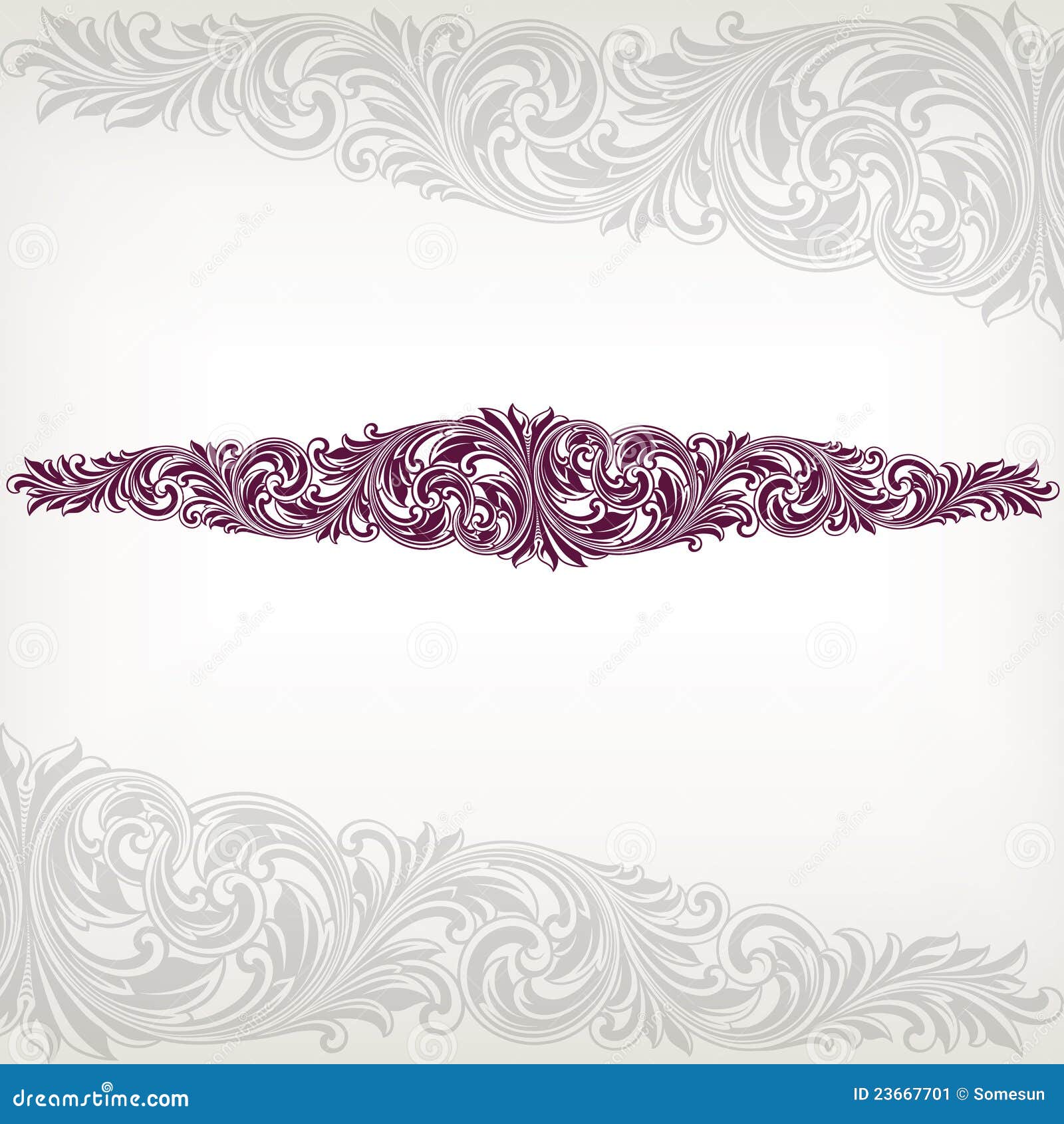 Vintage Baroque Floral Border Frame Vector Stock Vector - Illustration ...